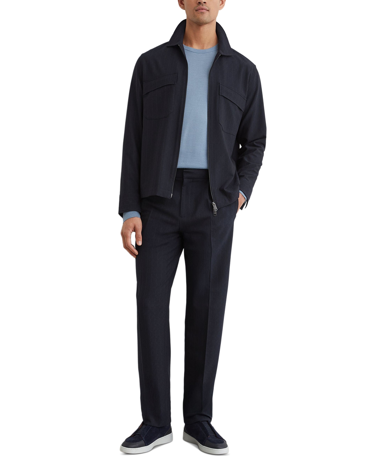 REISS Reiss Sidney Striped Pleated Tapered Trousers