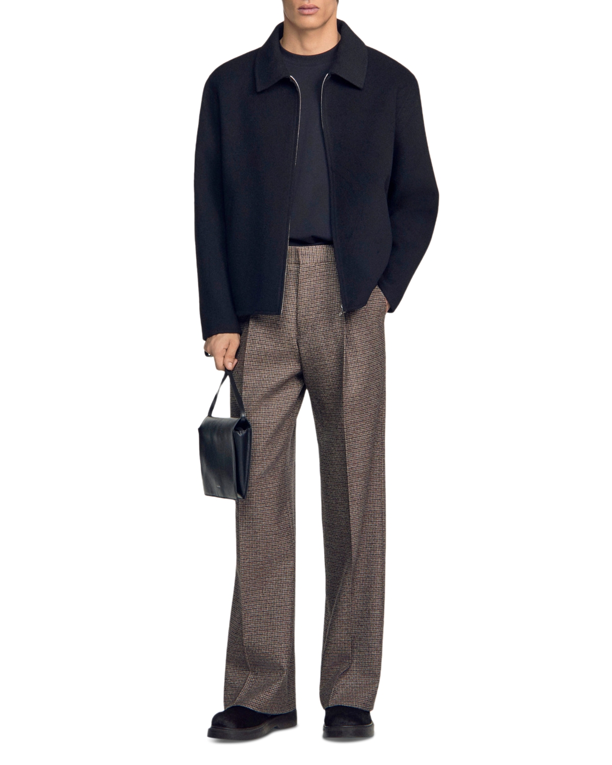 SANDRO SANDRO Double Face Wool Blend Zip Jacket