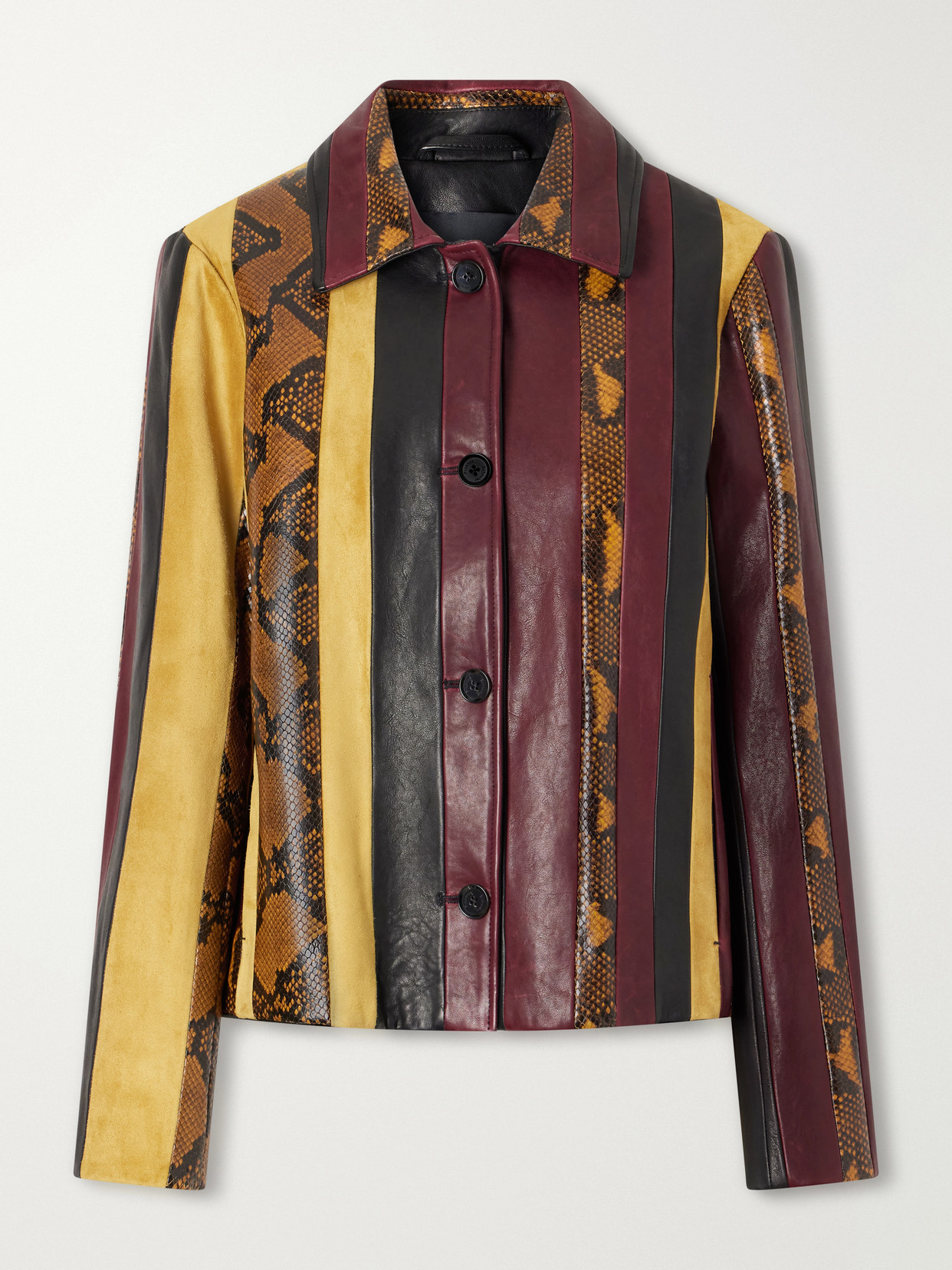 PROENZA SCHOULER Proenza Schouler Striped Suede-Trimmed Snake-Effect Leather Jacket