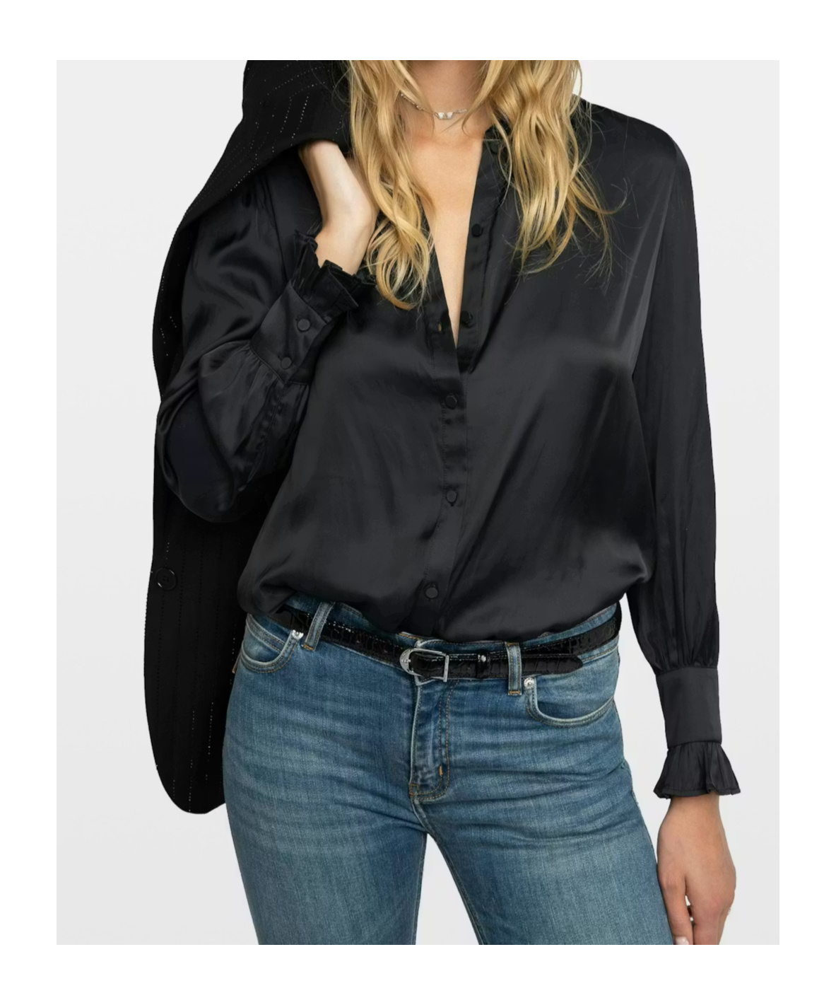 ZADIG&VOLTAIRE Zadig & Voltaire Thely Satin Shirt with Rhinestone Wings
