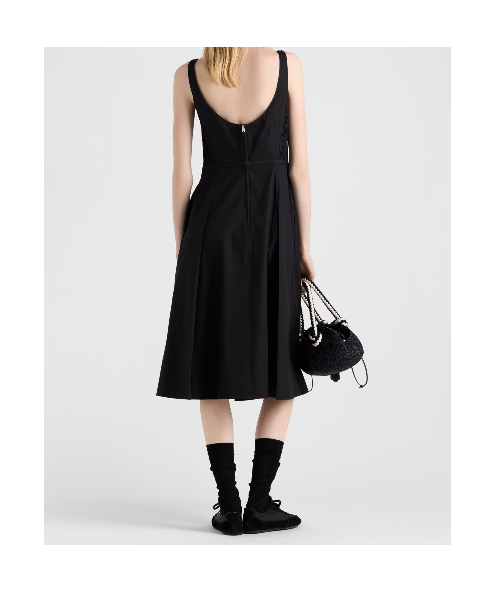 PRADA Prada Cotton Canvas Sweetheart Neckline Dress
