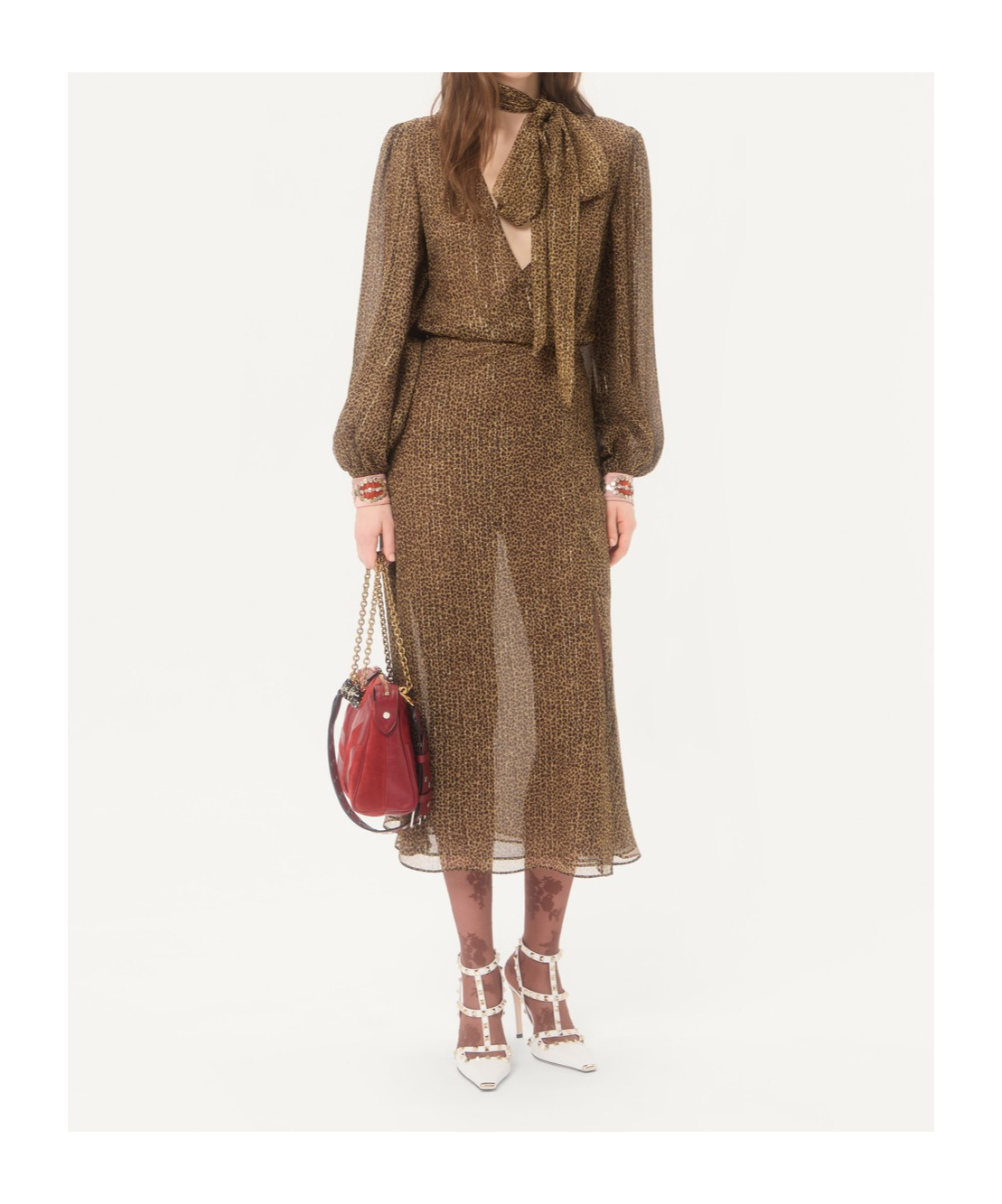 VALENTINO Valentino Lurex Print Midi Dress