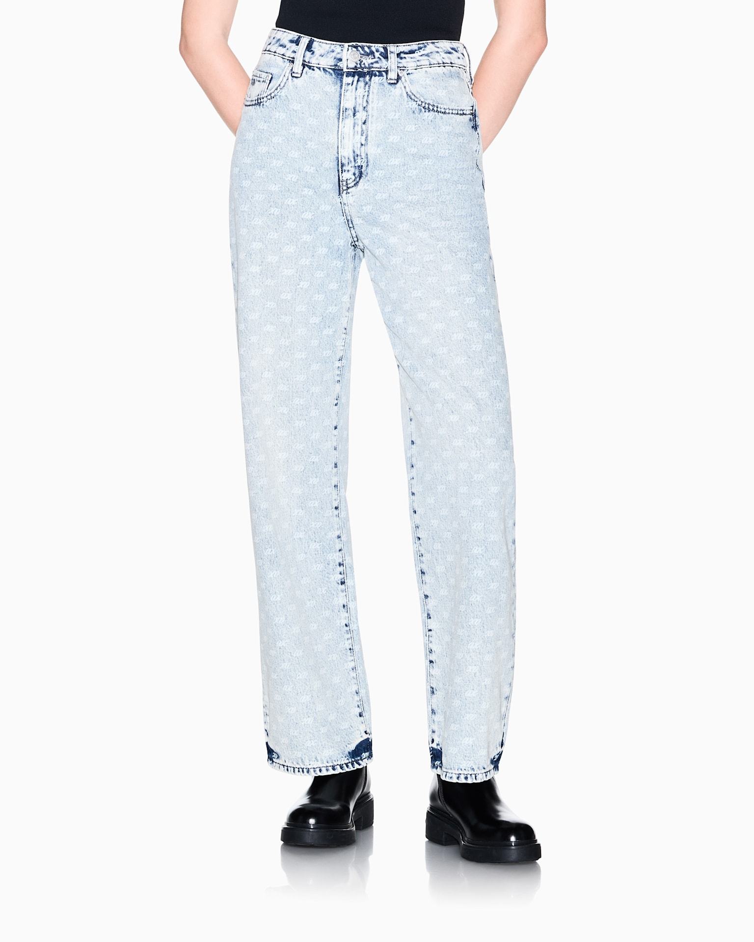 ARMANI EXCHANGE Armani Exchange Oversized Monogram Printed Denim Pants
