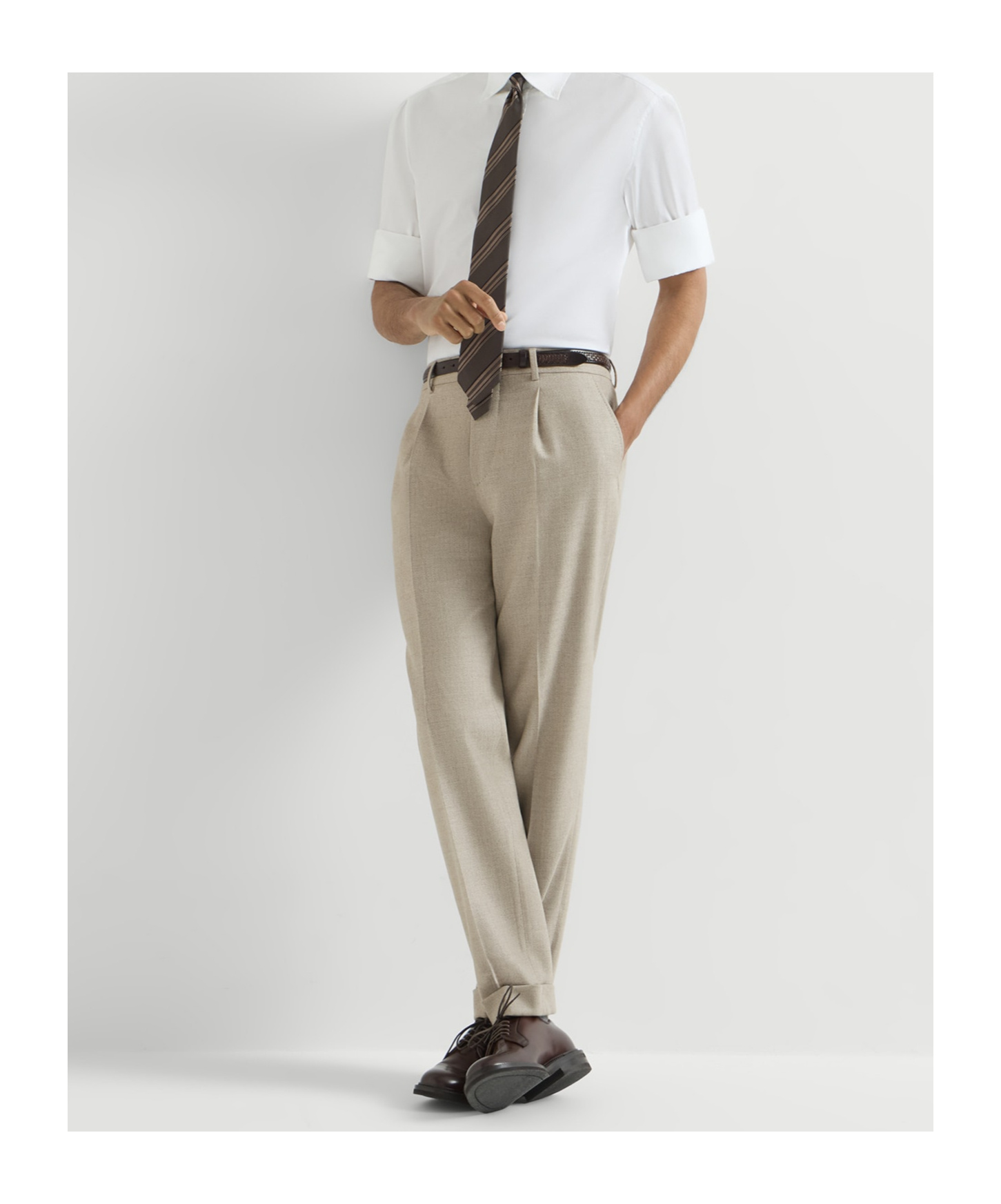 BRUNELLO CUCINELLI Brunello Cucinelli Virgin Wool Mouliné-Twill Pleated Trousers