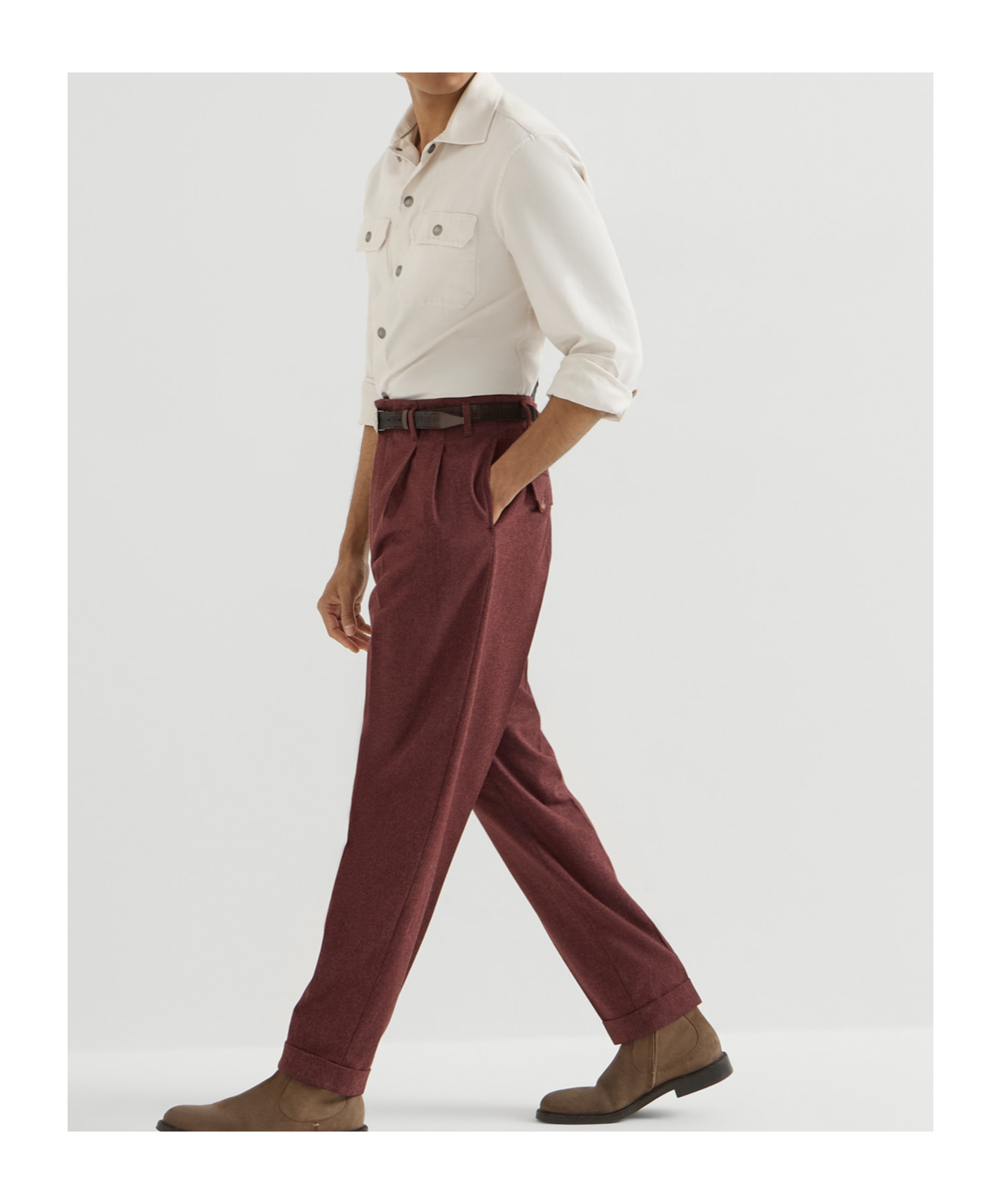 BRUNELLO CUCINELLI Brunello Cucinelli Virgin Wool and Cashmere Flannel Trousers with Double Pleats