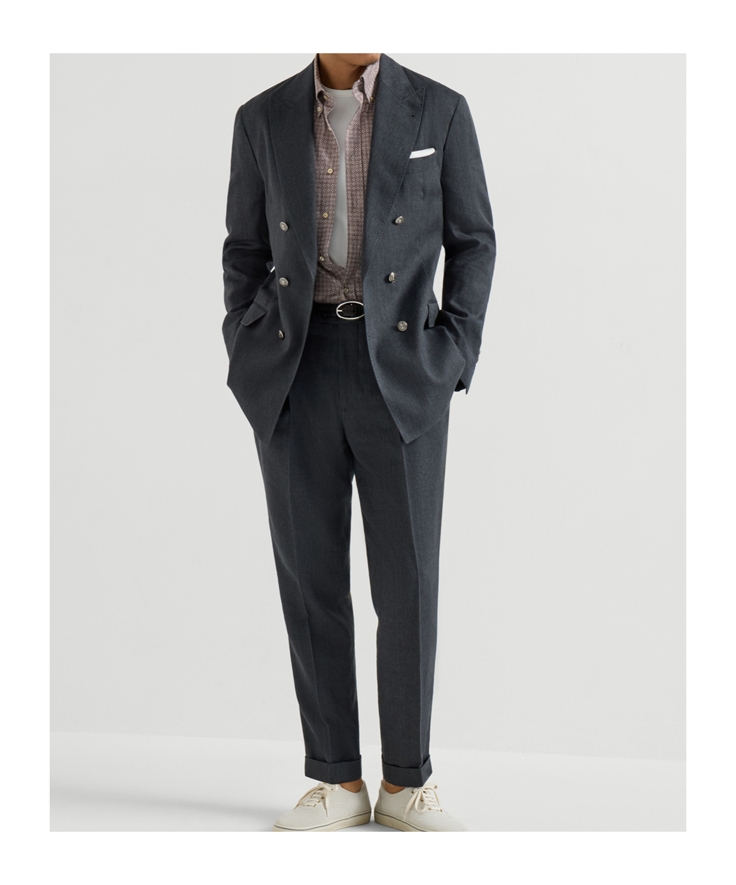 BRUNELLO CUCINELLI flower-print twill shirt