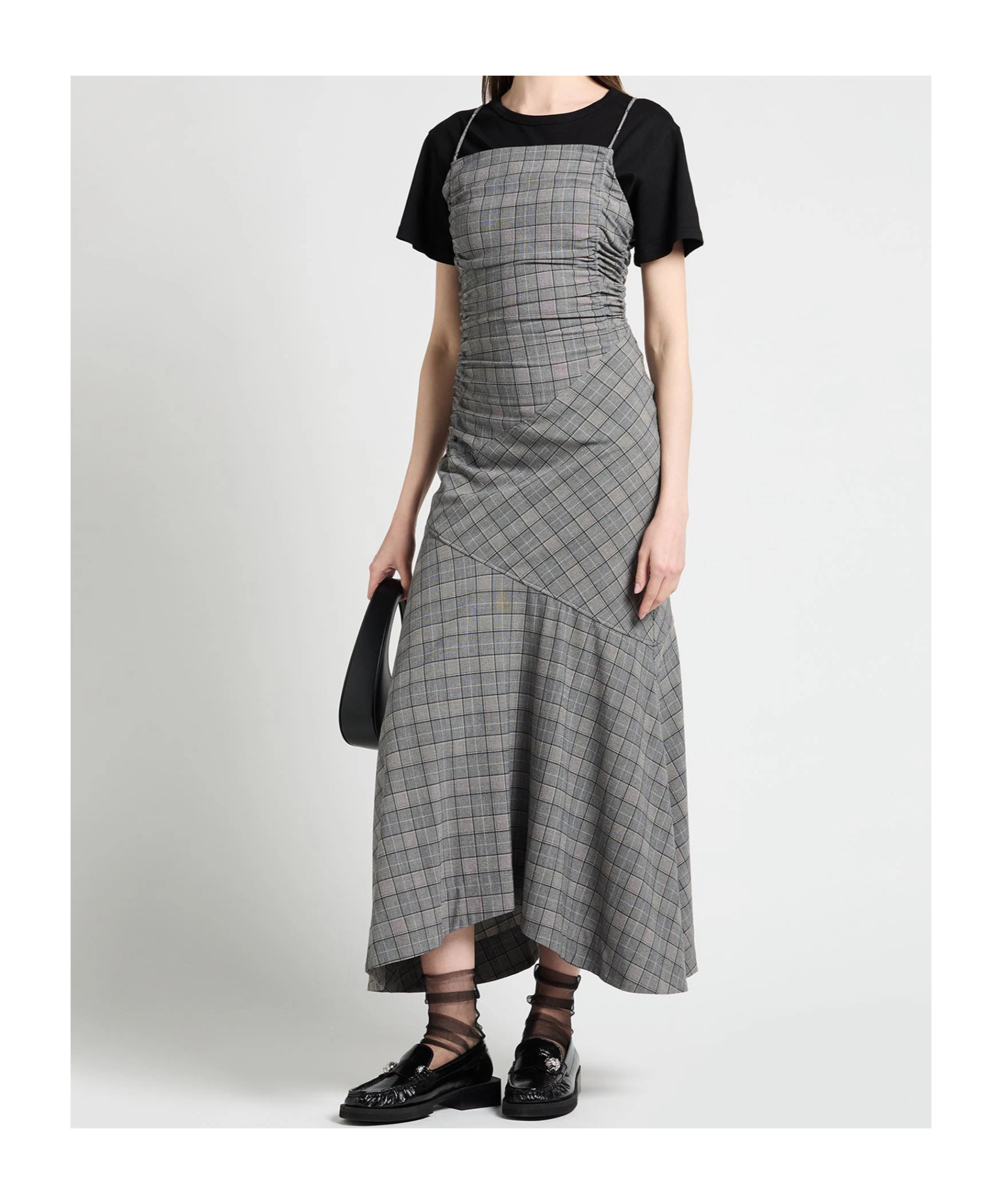 GANNI Ganni Asymmetrical Plaid Maxi Dress