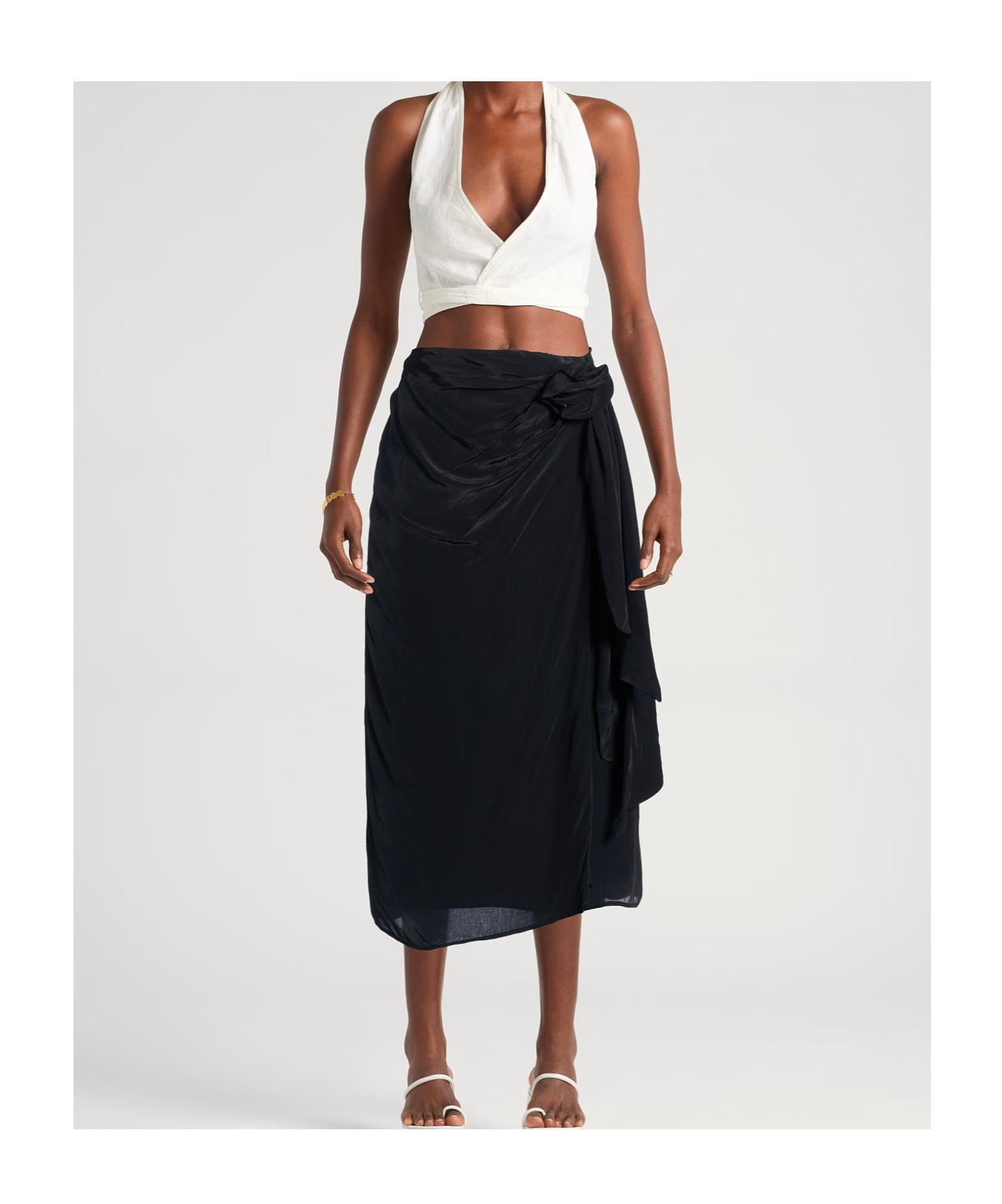 FARM RIO Farm Rio Asymmetrical Pleated Midi Skirt