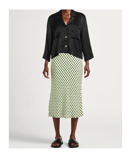 GANNI Ganni Satin Shirt with Lapel Collar