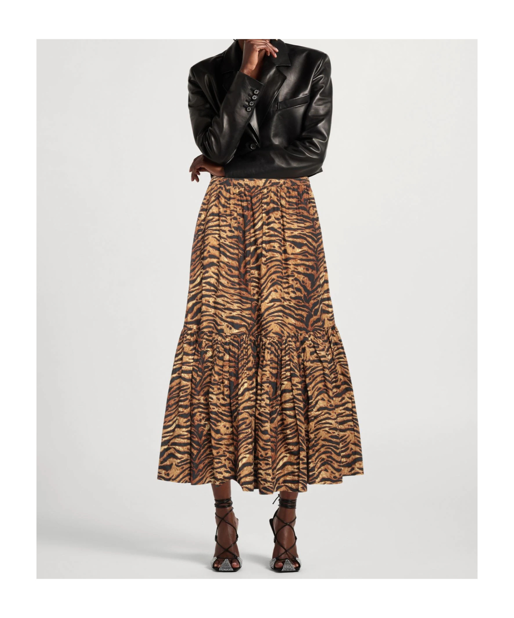 GANNI Ganni Flared Tiger Print Maxi Skirt