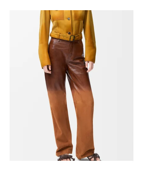 LOEWE Loewe Belted Ombré Leather Trousers