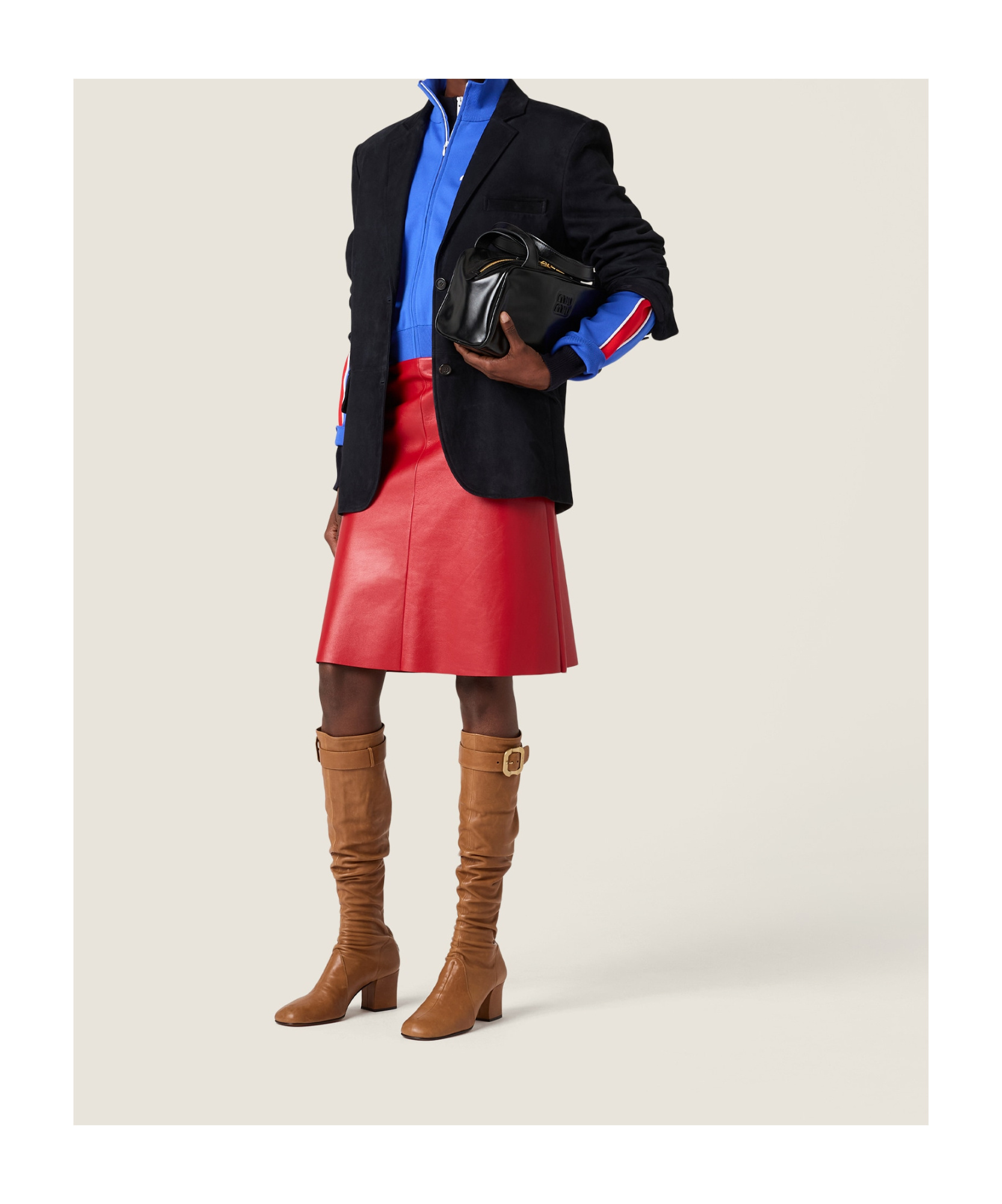 MIU MIU Miu Miu Waxed Suede Leather Blazer
