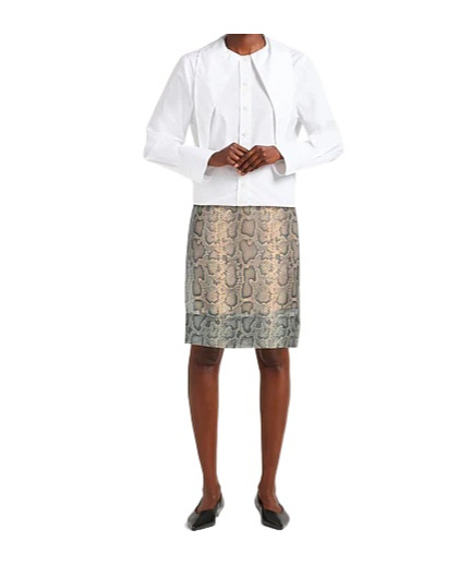 SPORTMAX Sportmax Snakeskin-Print Organza Midi Skirt
