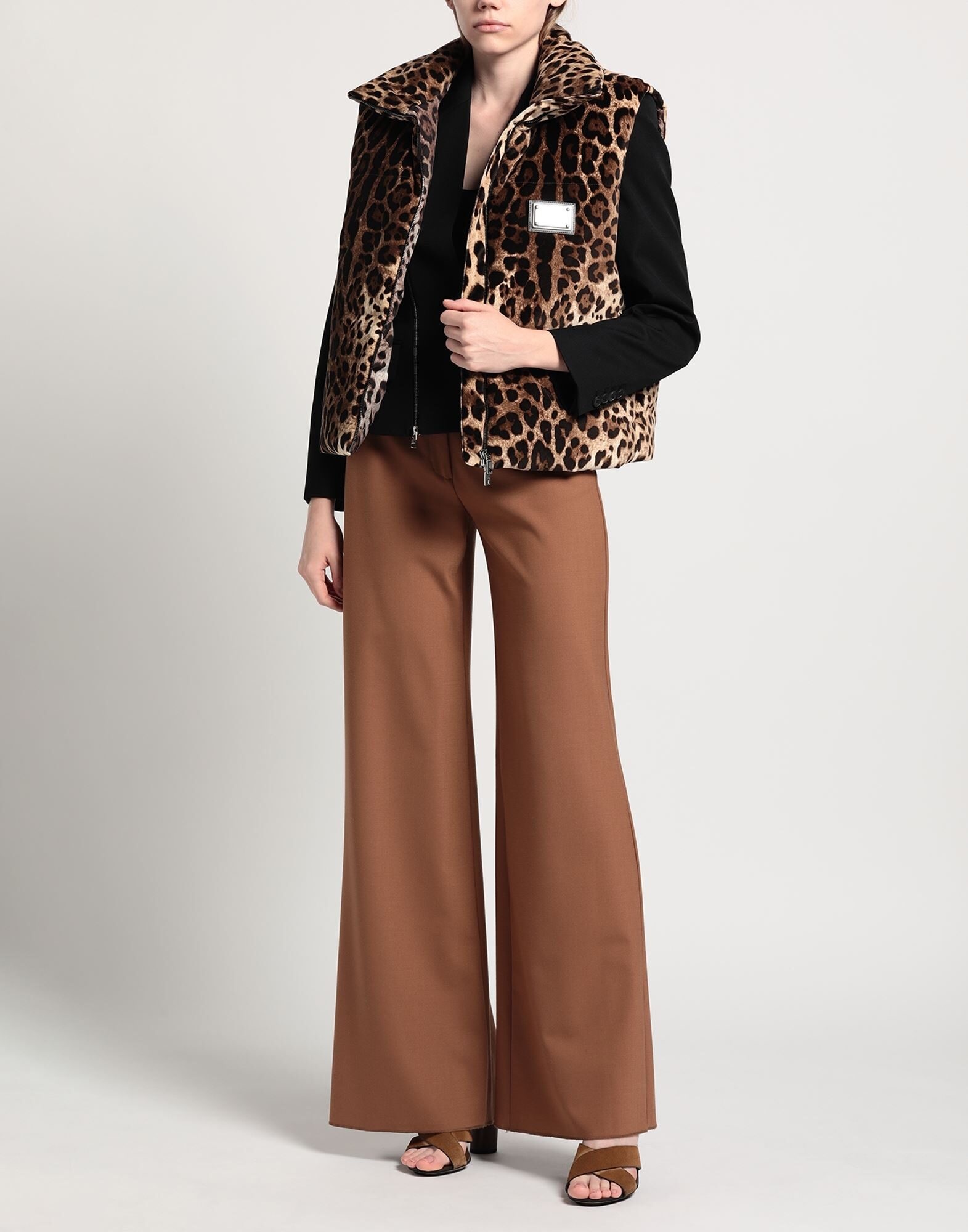 DOLCE & GABBANA Dolce & Gabbana Sleeveless Velvet Vest with Leopard Print