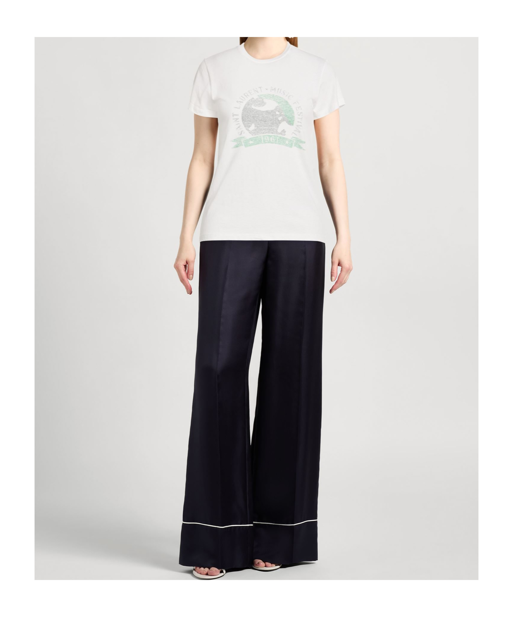 SAINT LAURENT Saint Laurent Logo Crew Neck T-Shirt