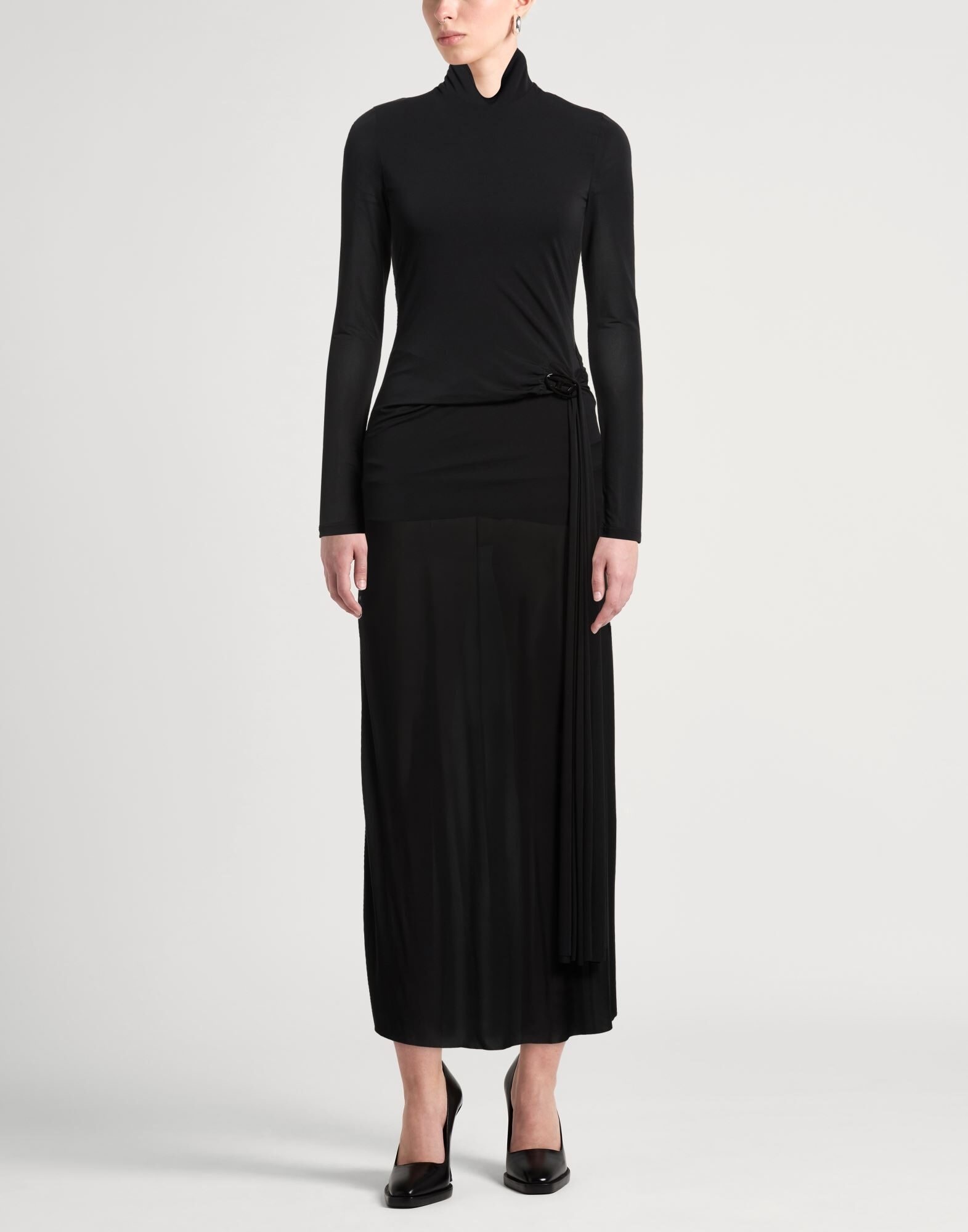 DIESEL® Diesel Long Sleeve Turtleneck Maxi Dress with Draped Detail