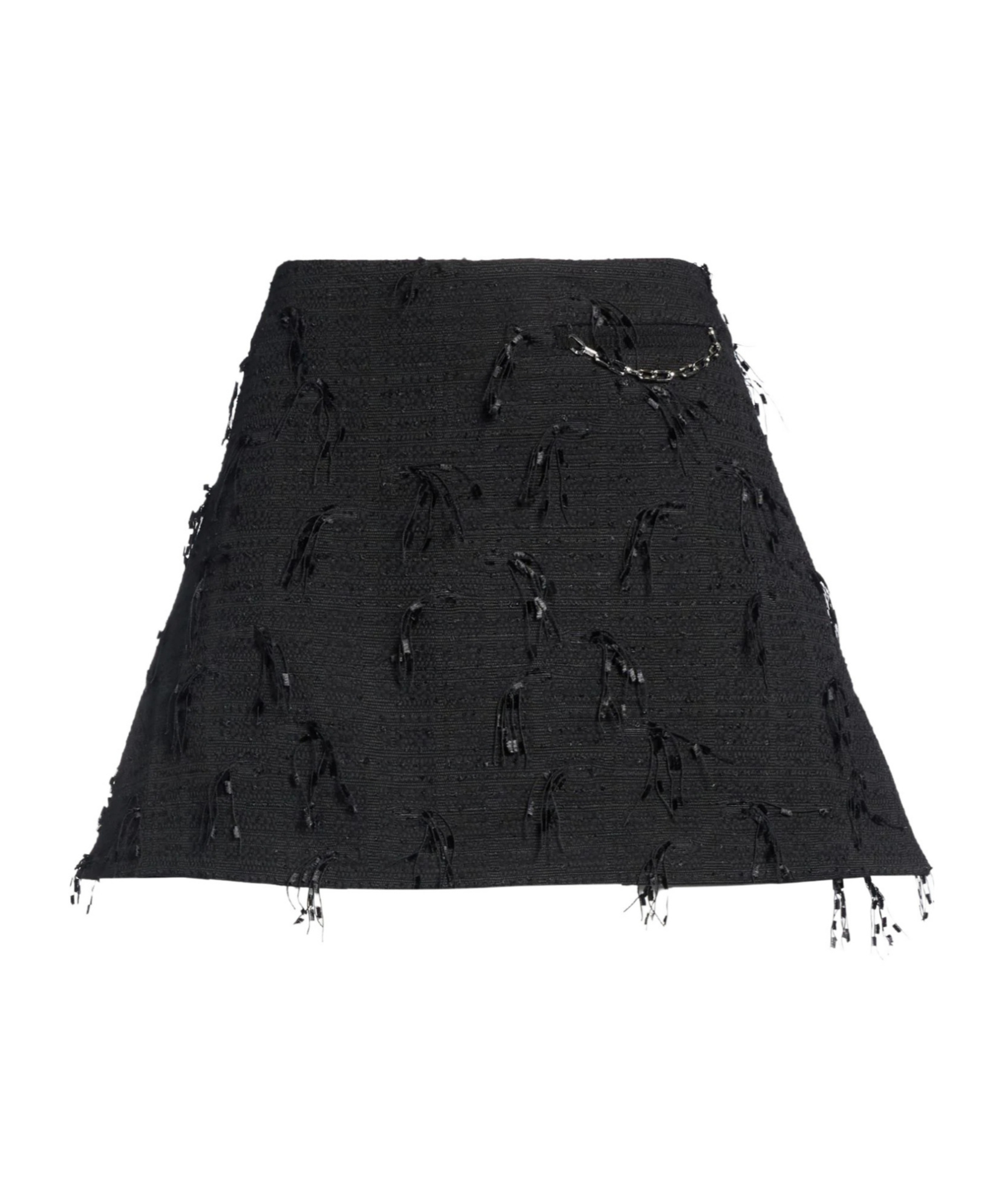 GANNI Ganni Woolen A-Line Skirt with Beadwork and Tassels