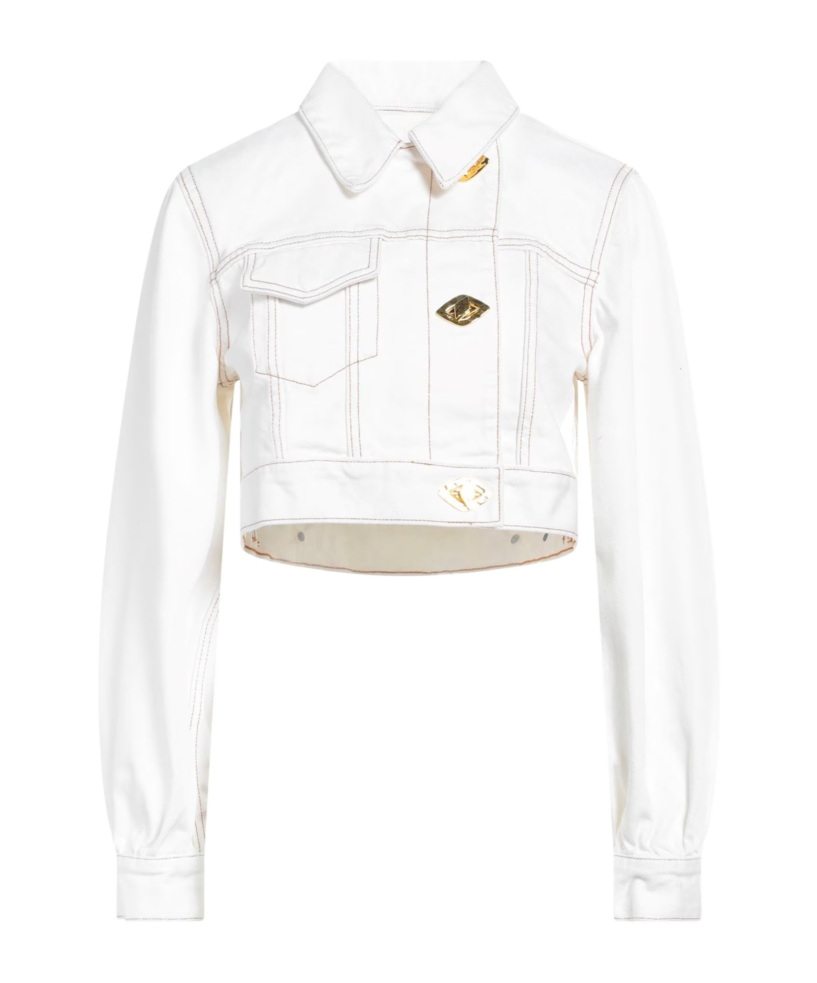 GANNI Ganni Cropped Denim Trucker Jacket with Button Details
