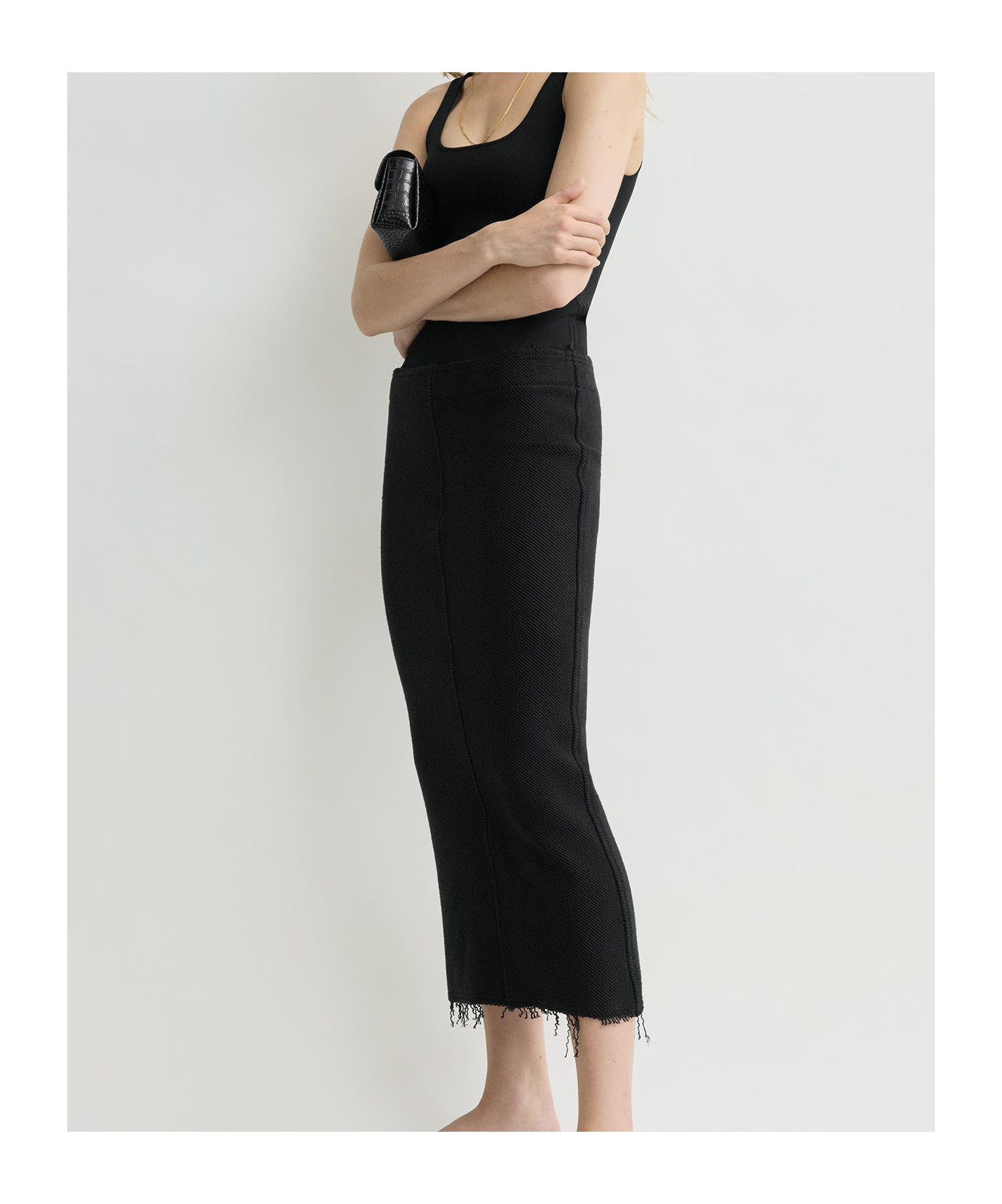 TOTÊME Toteme Fringed Jersey Midi Skirt