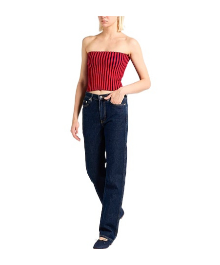 TORY BURCH Tory Burch Two-Tone Ribbed-Knit Tube Top