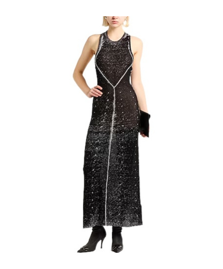 DIESEL® Diesel Sleeveless Linen Knit Maxi Dress with Embroidered Logo