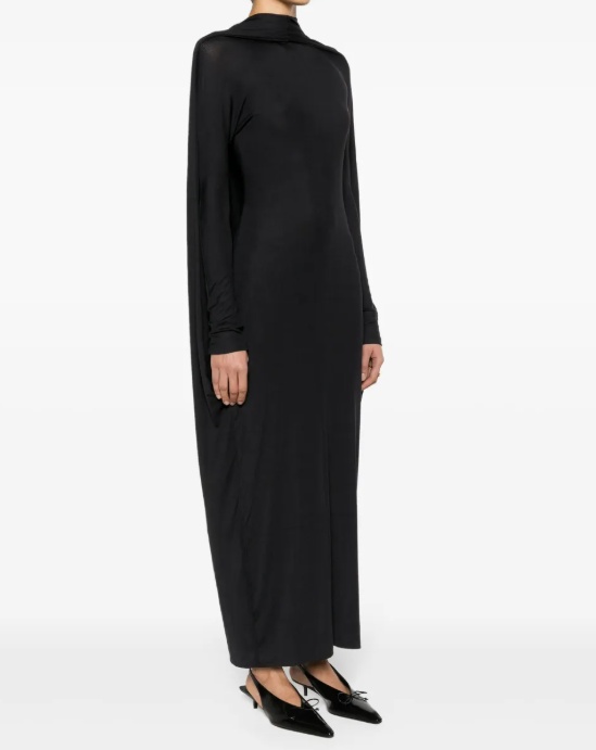 JACQUEMUS Jacquemus Long-Sleeved Draped Panel Midi Dress