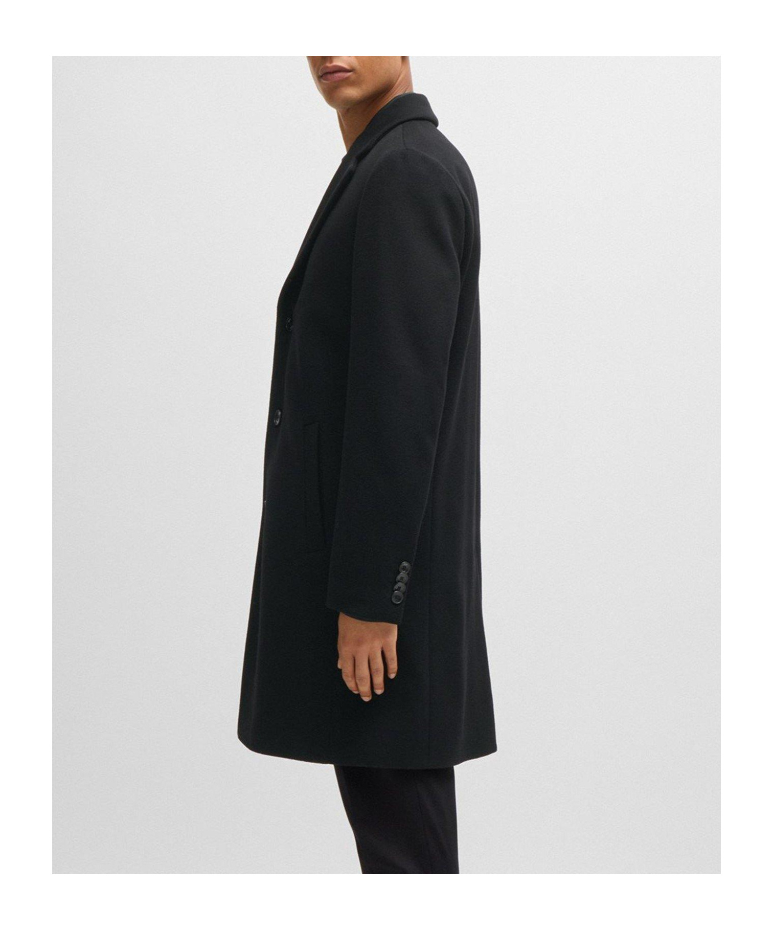 HUGO BOSS Hugo Boss Single-Breasted Mid-Length Wool Coat