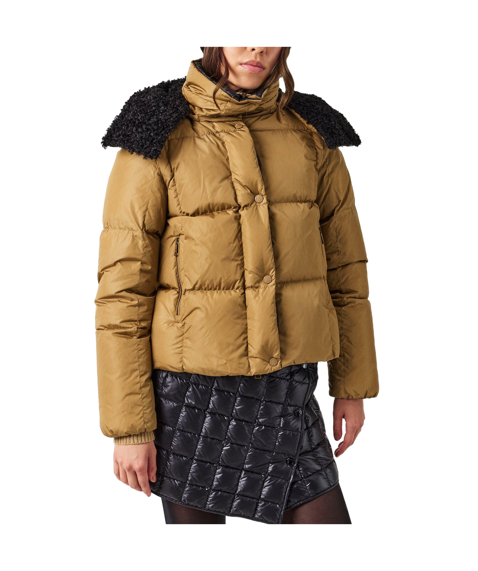 MONCLER Moncler Quilted Down Jacket with Fur Trim