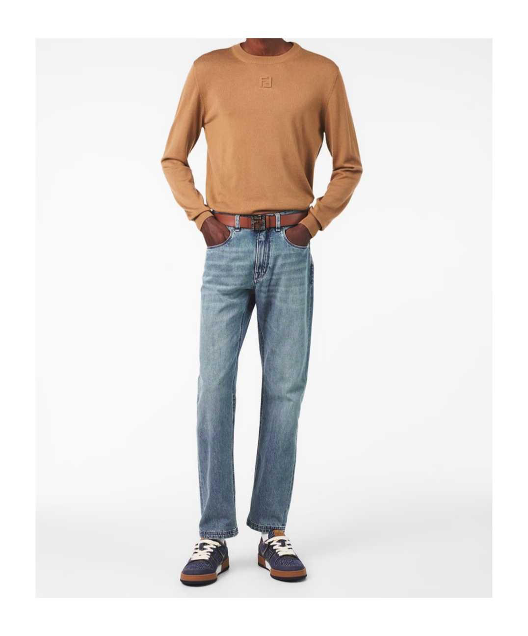 FENDI Fendi Straight Leg Jeans with Logo Patch