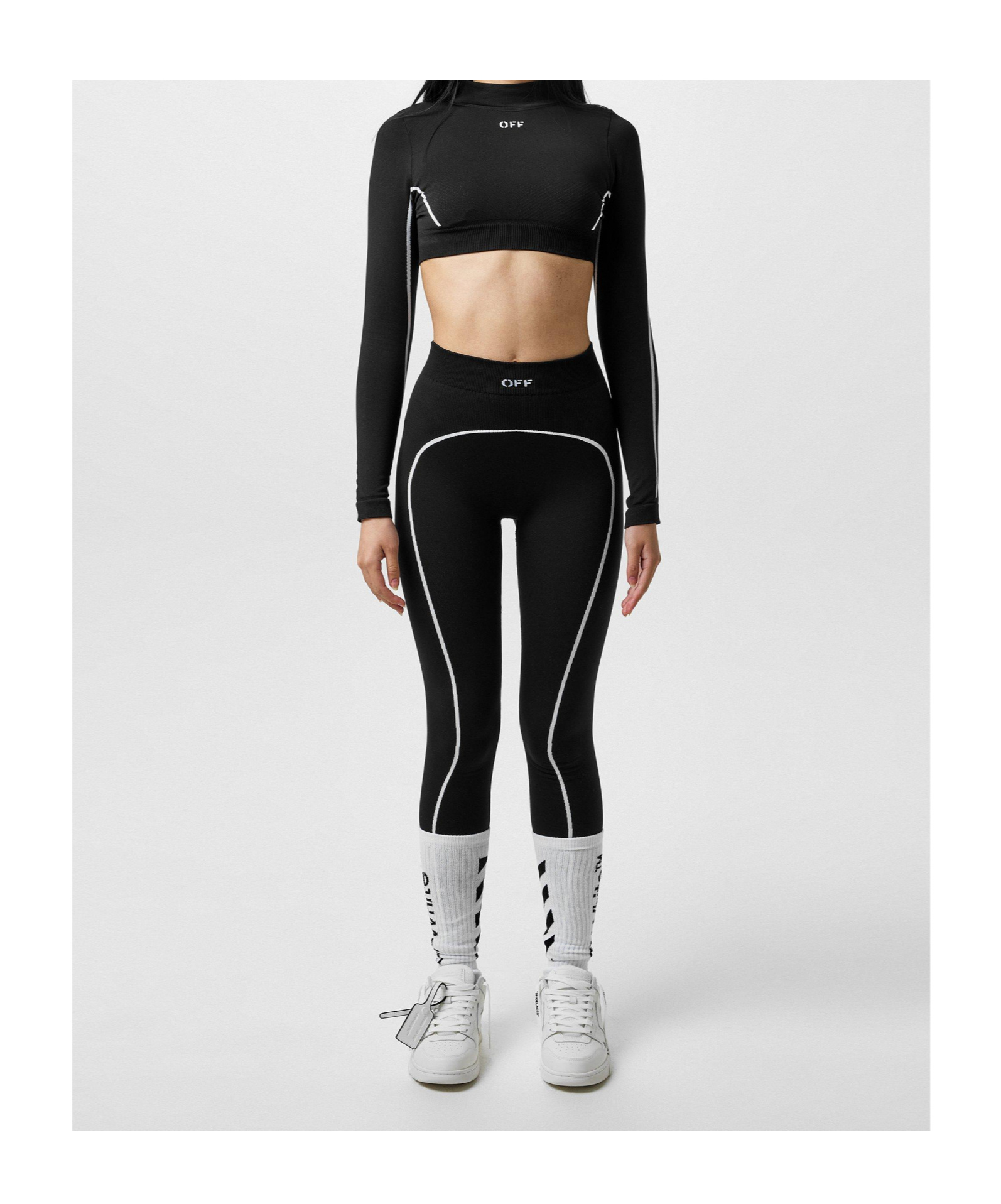 OFF-WHITE Off-White "Off" Logo Cropped Long Sleeve T-Shirt