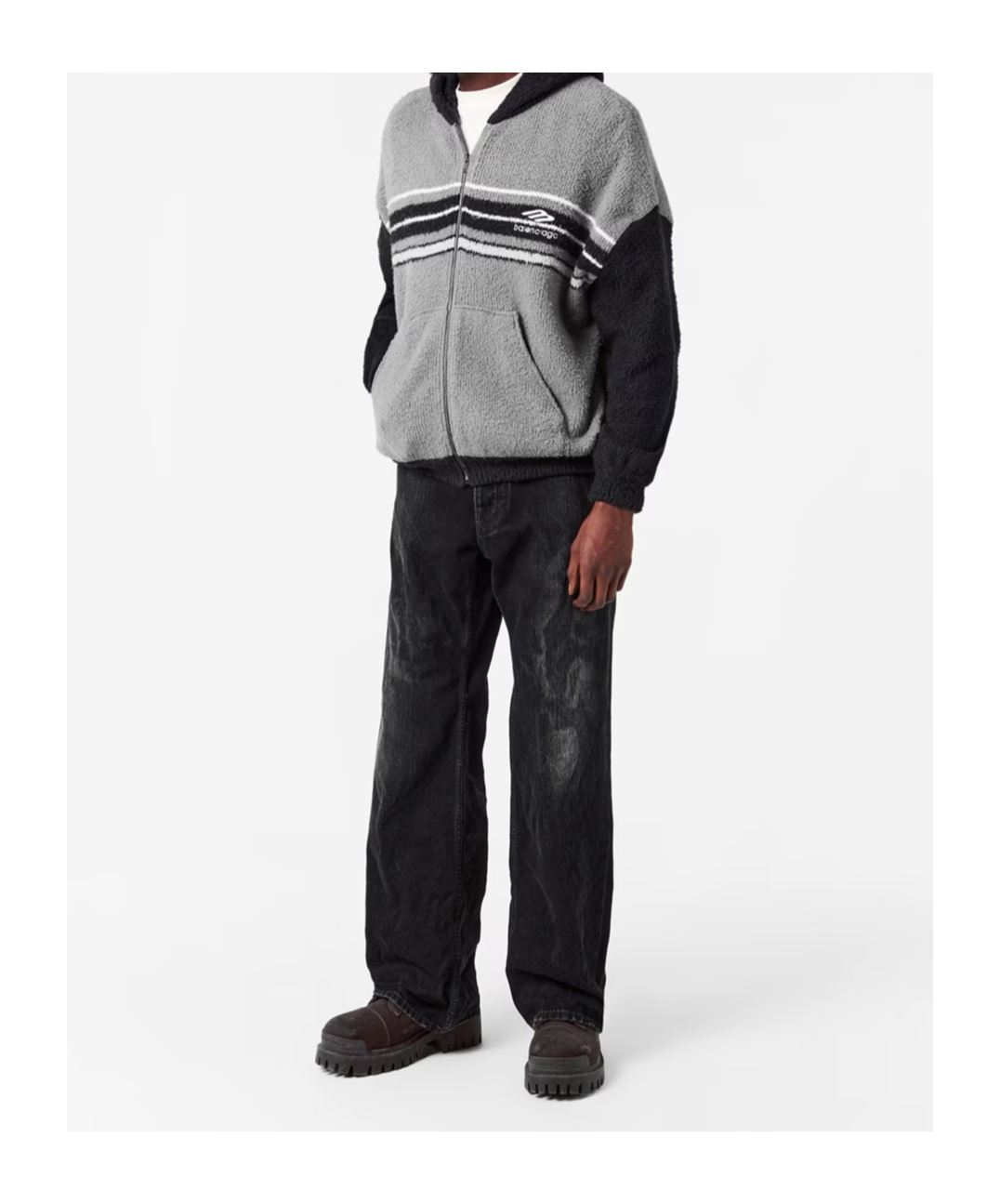 BALENCIAGA Balenciaga Zip-Up Hoodie with Logo Detail
