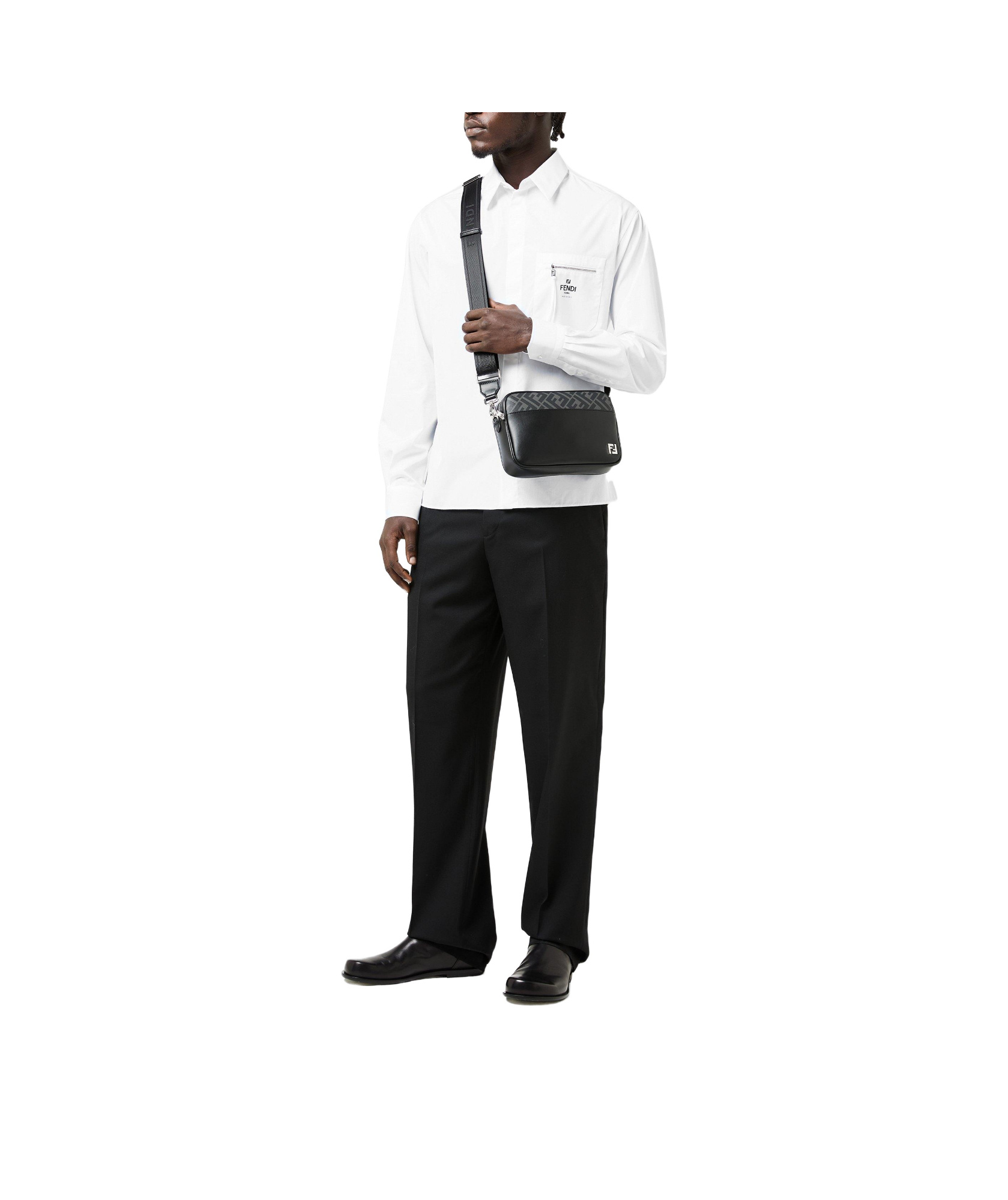 FENDI Logo Long-Sleeve Plain Shirt