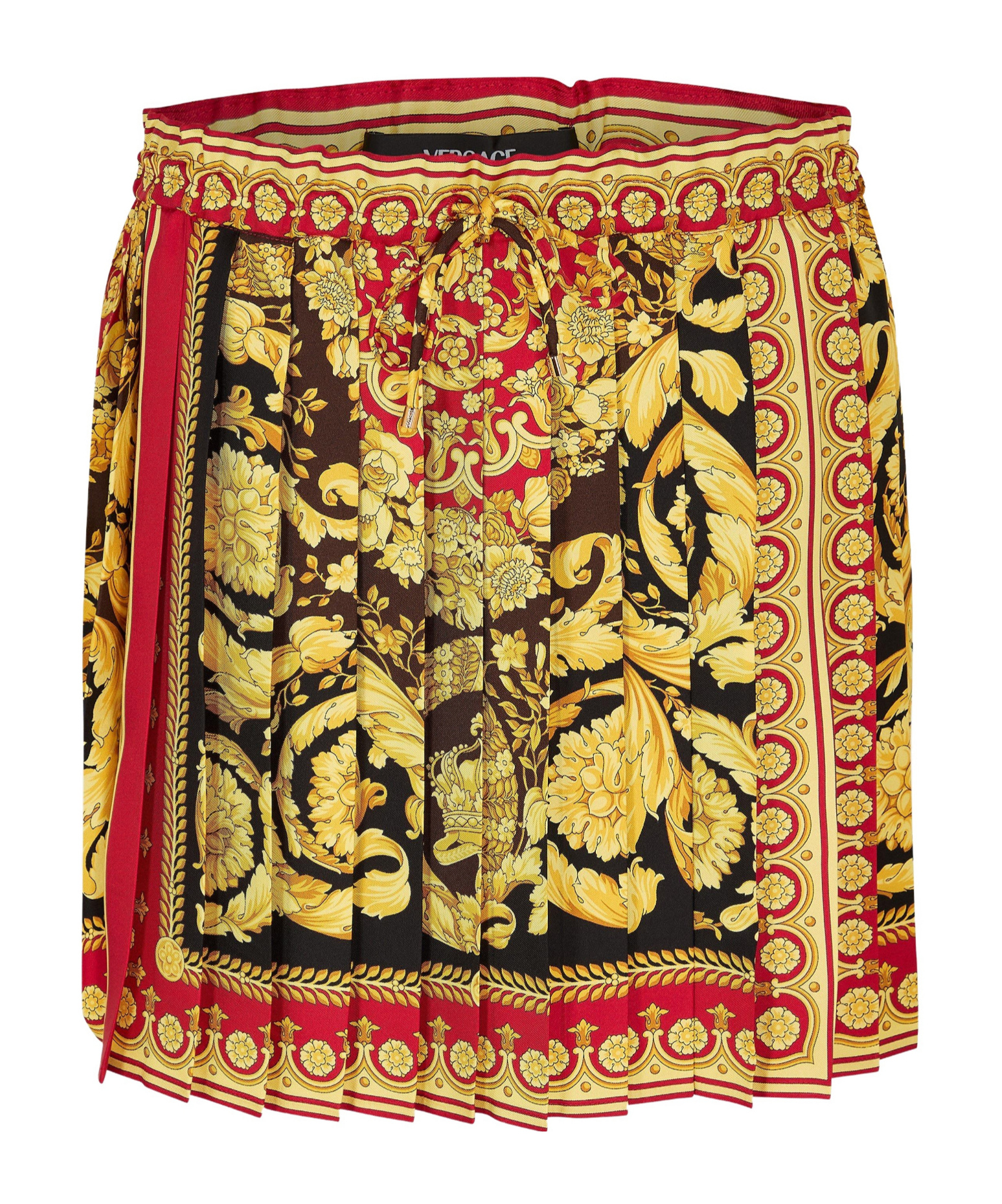 VERSACE Bow-Detail Printed Silk Satin Top