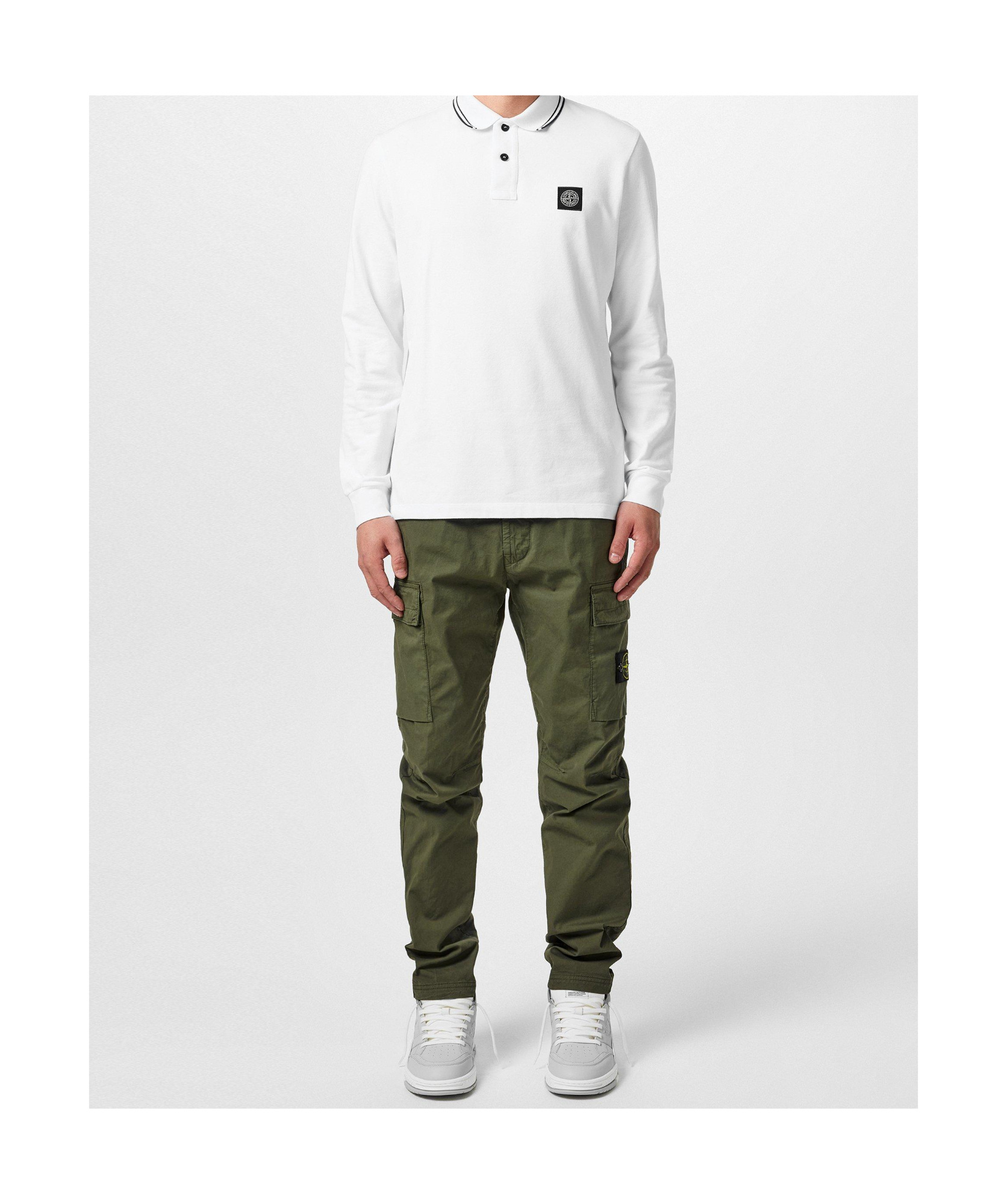 STONE ISLAND Logo patch polo shirt