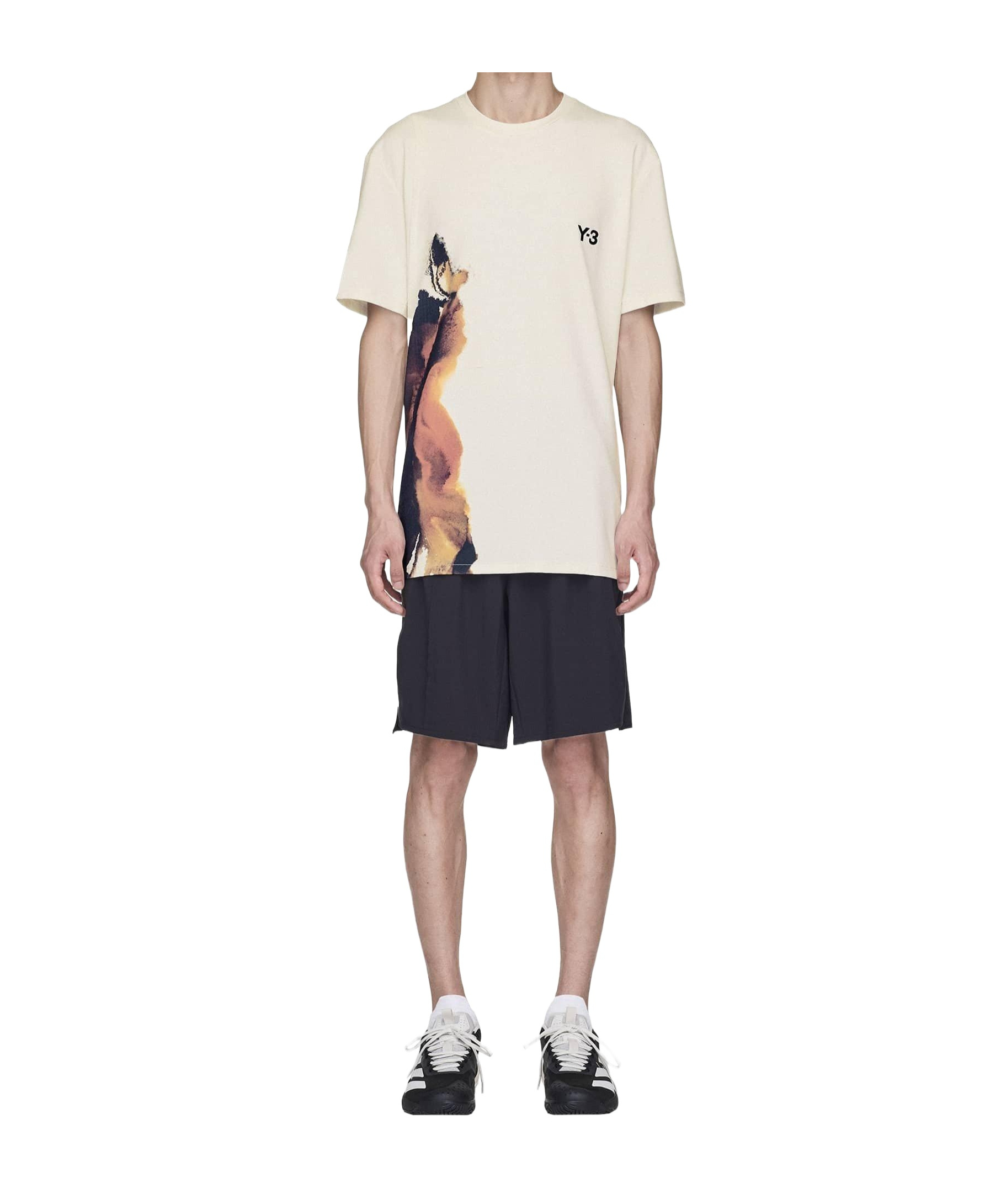 Y3 Y-3 High-Waisted Pleated Shorts with Leg Print