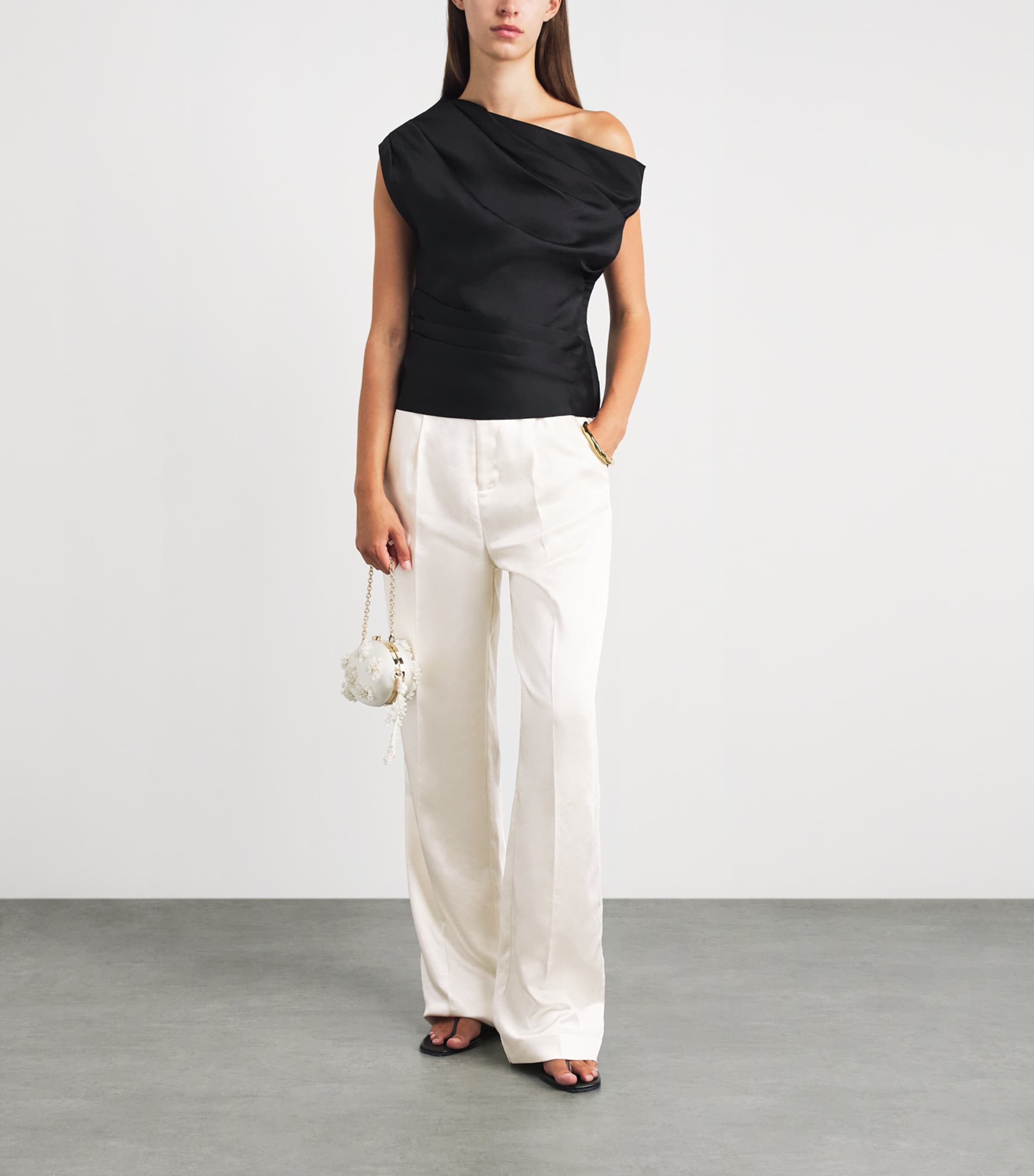 SELF-PORTRAIT Self-Portrait Satin Wide-Leg Trousers