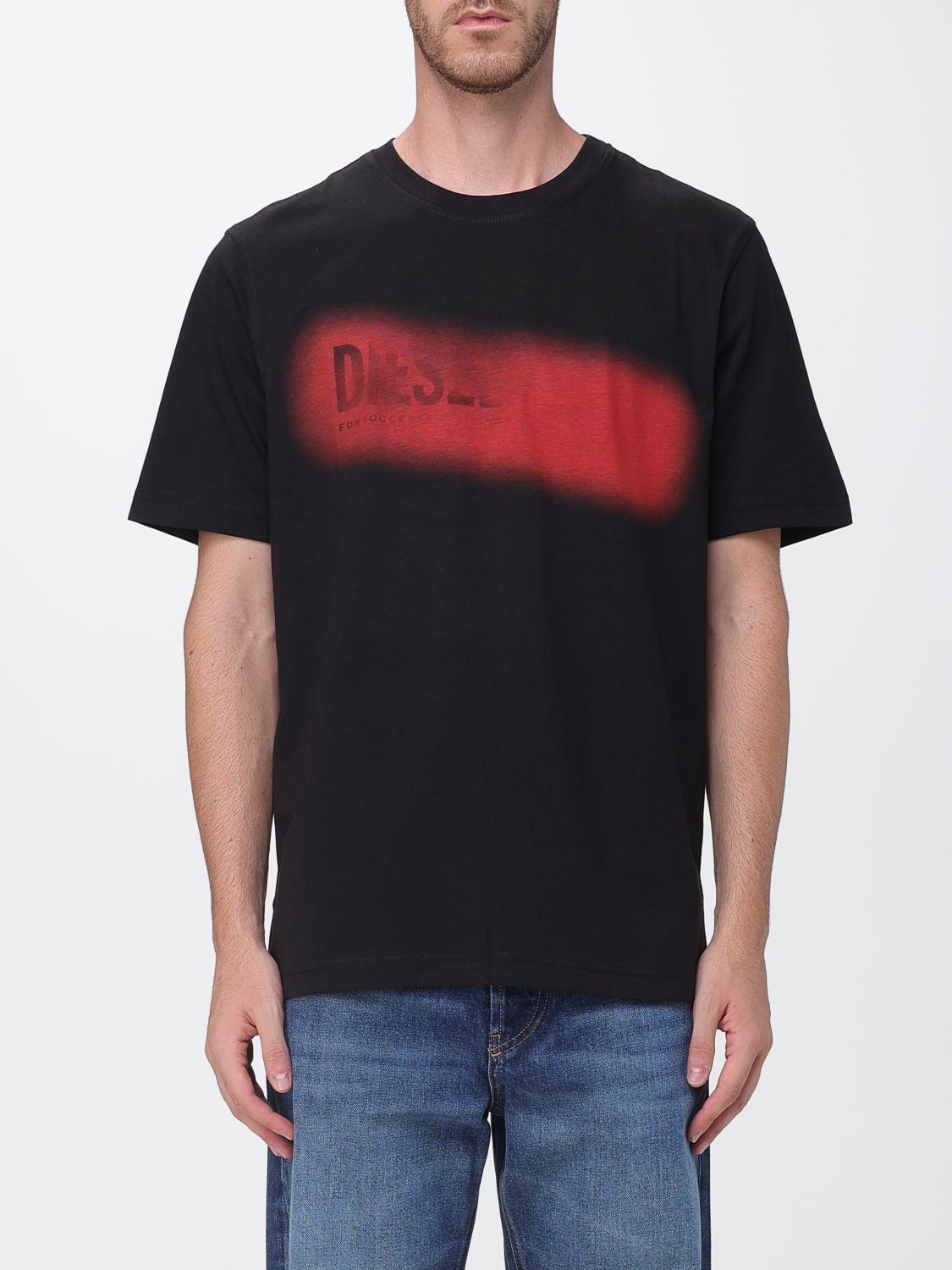 DIESEL® relaxed fit crewneck cotton t-shirt with contrasting logo print