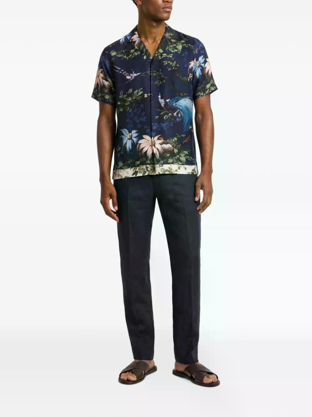 ORLEBAR BROWN maitan floral-print short-sleeved silk shirt