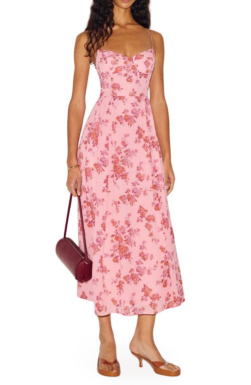 REFORMATION Reformation Jaelyn Floral Print Sweetheart Neck Spaghetti Strap Midi Dress