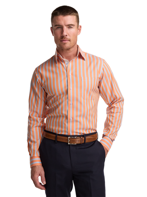 PAUL FREDRICK cotton buttondown collar broadcloth classic contrast trim button cuff long sleeve shirt