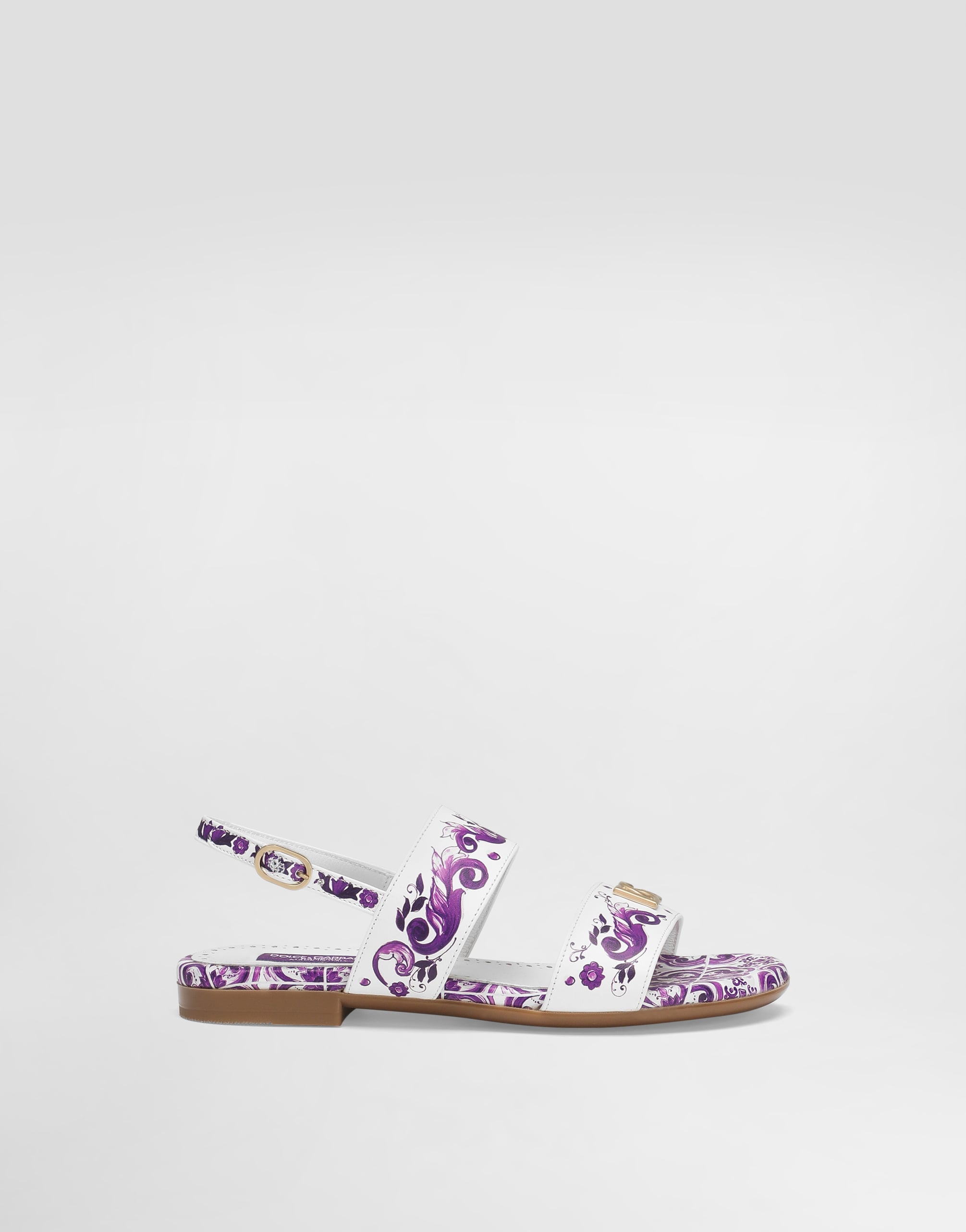 DOLCE & GABBANA Dolce & Gabbana Majolica-Print Calfskin Sandals