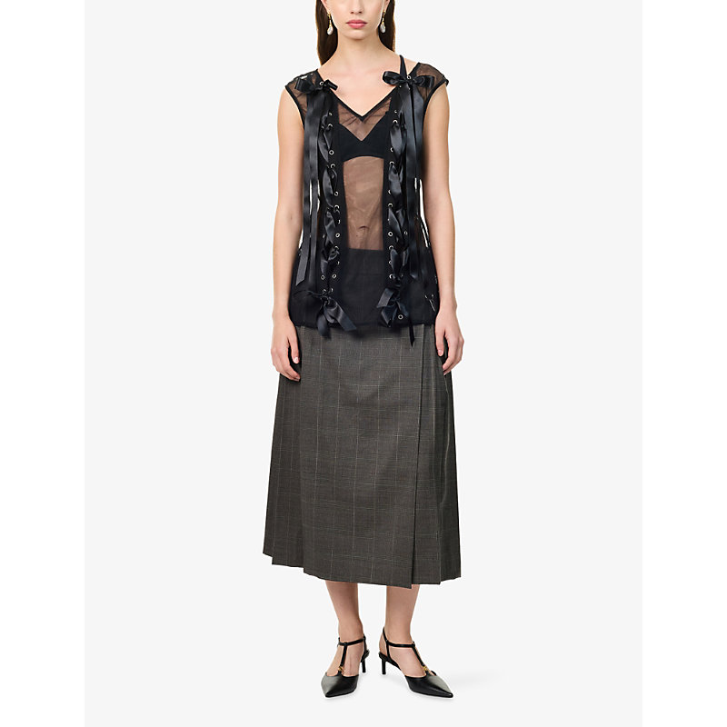 SIMONE ROCHA Simone Rocha Tailored Clip Wool Midi Skirt