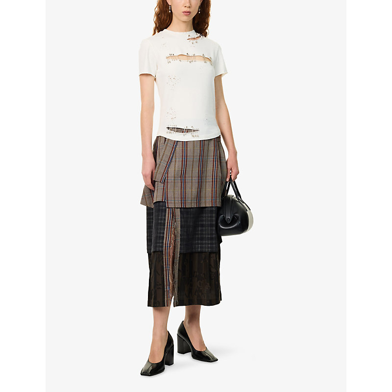 VIVIENNE WESTWOOD Meghan Layered Checked Kilt Woven Midi Skirt