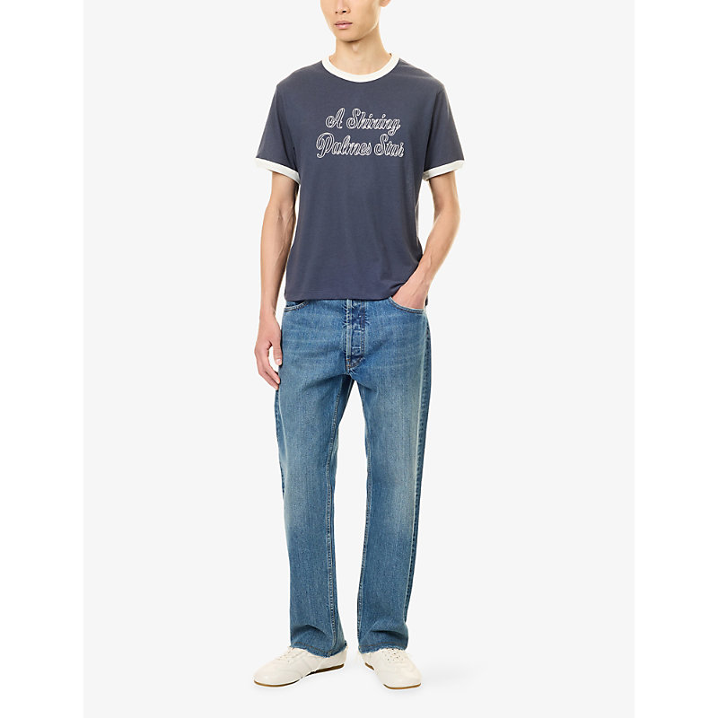 PALMES slogan-embroidered cotton-blend t-shirt s
