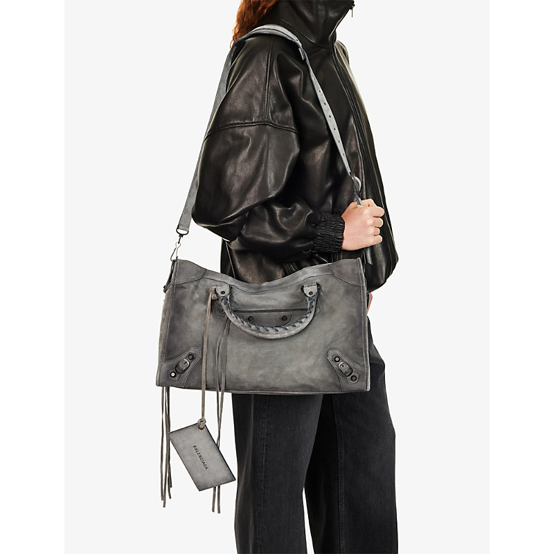 BALENCIAGA Balenciaga Le City Medium Suede Shoulder Bag