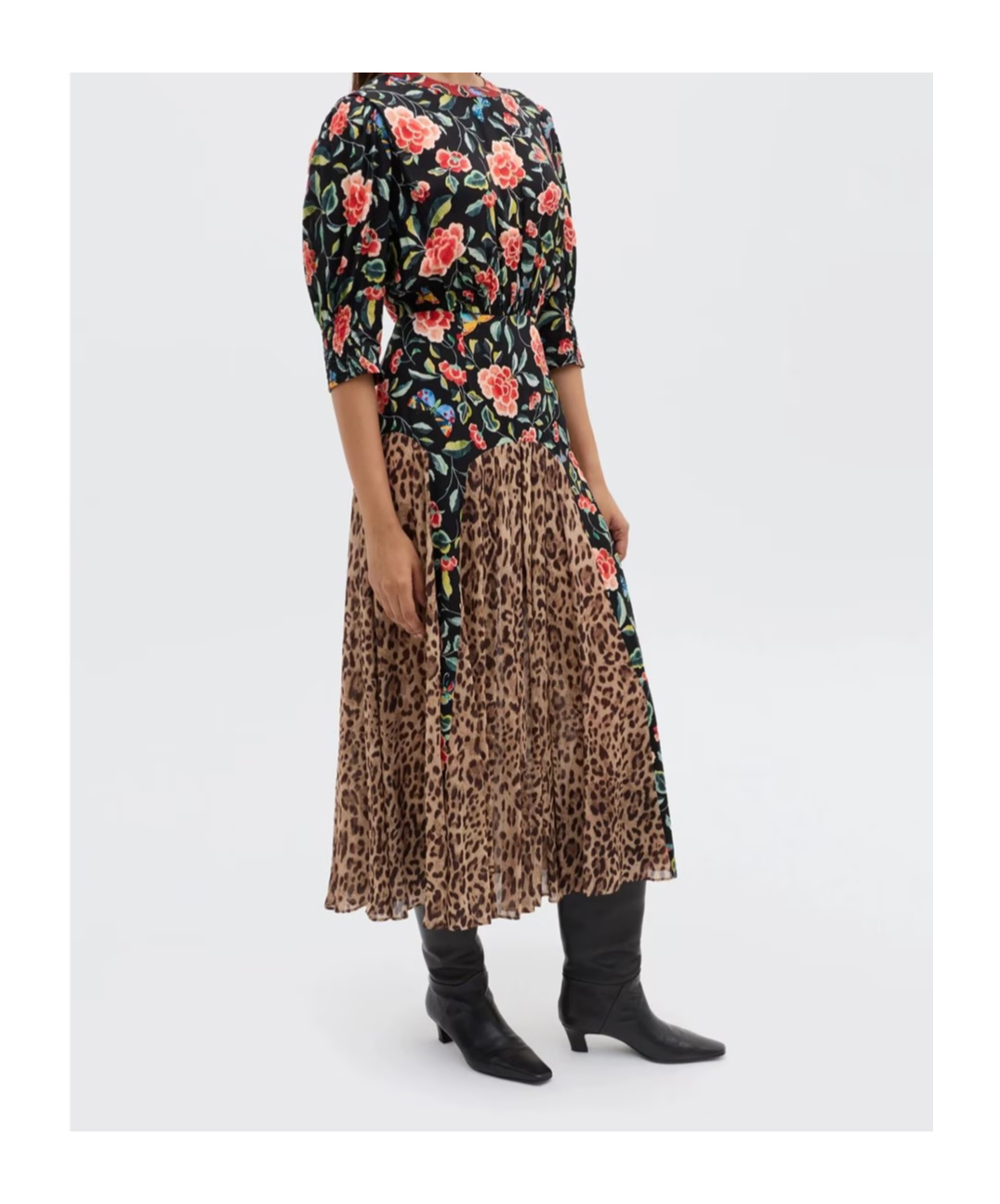 RIXO RIXO Meg Boho Dress - Floral and Leopard Print Maxi