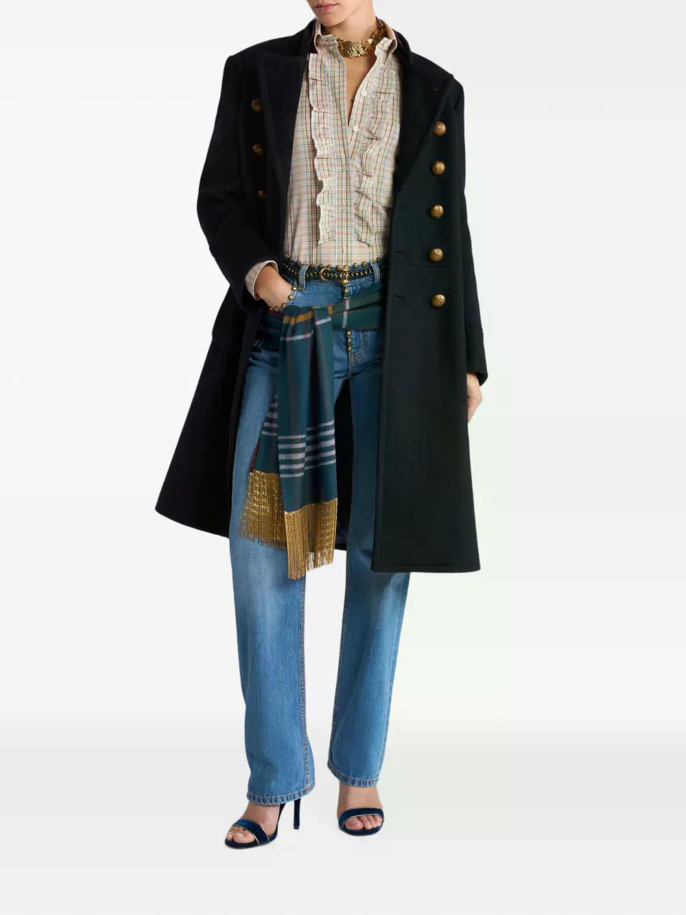 ETRO ETRO Double-Breasted Wool-Blend Coat with Mandarin Collar