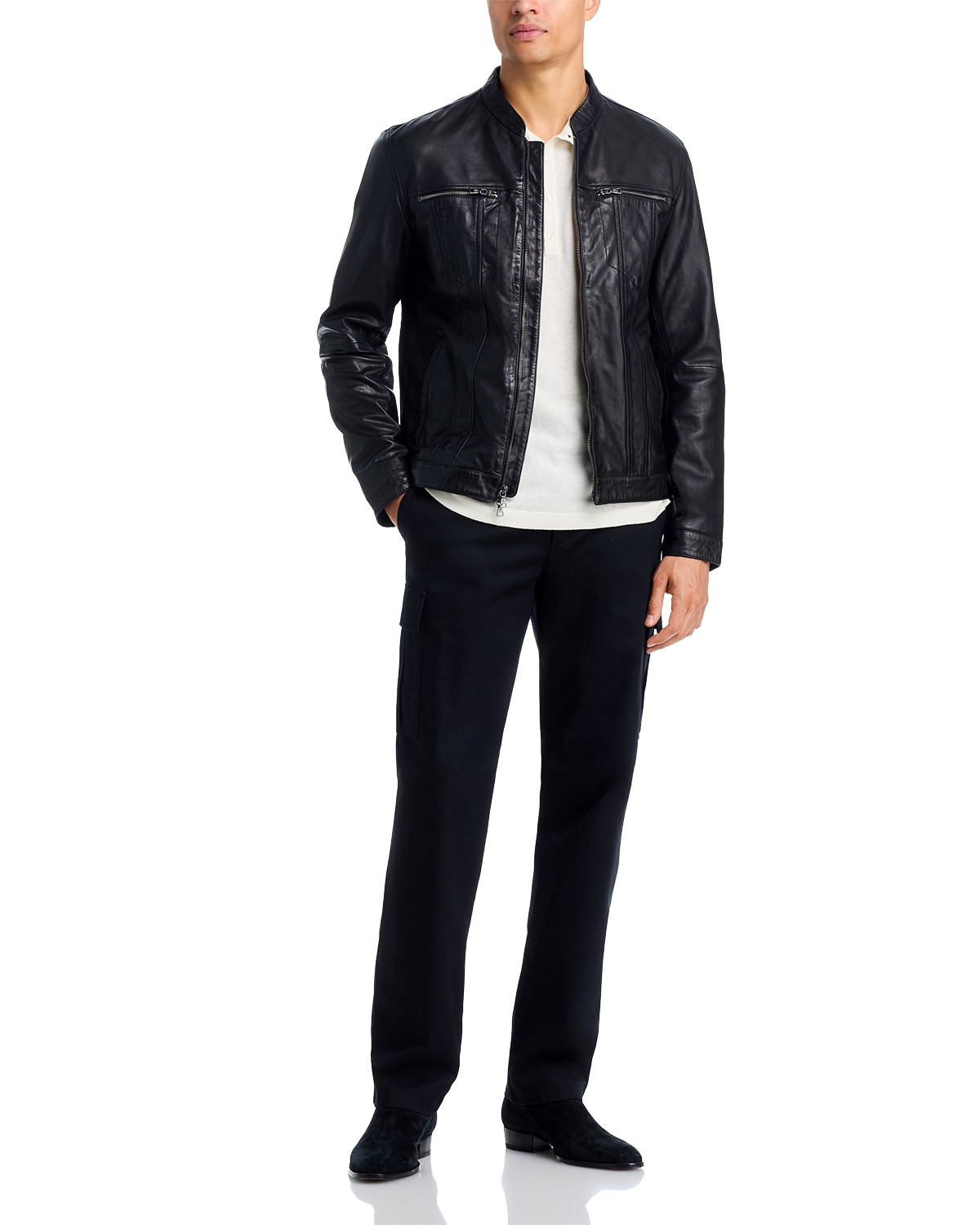 JOHN VARVATOS John Varvatos Kurt Zip Leather Jacket