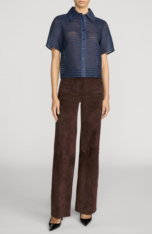 FRAME FRAME Short Sleeve Striped Lattice Shirt