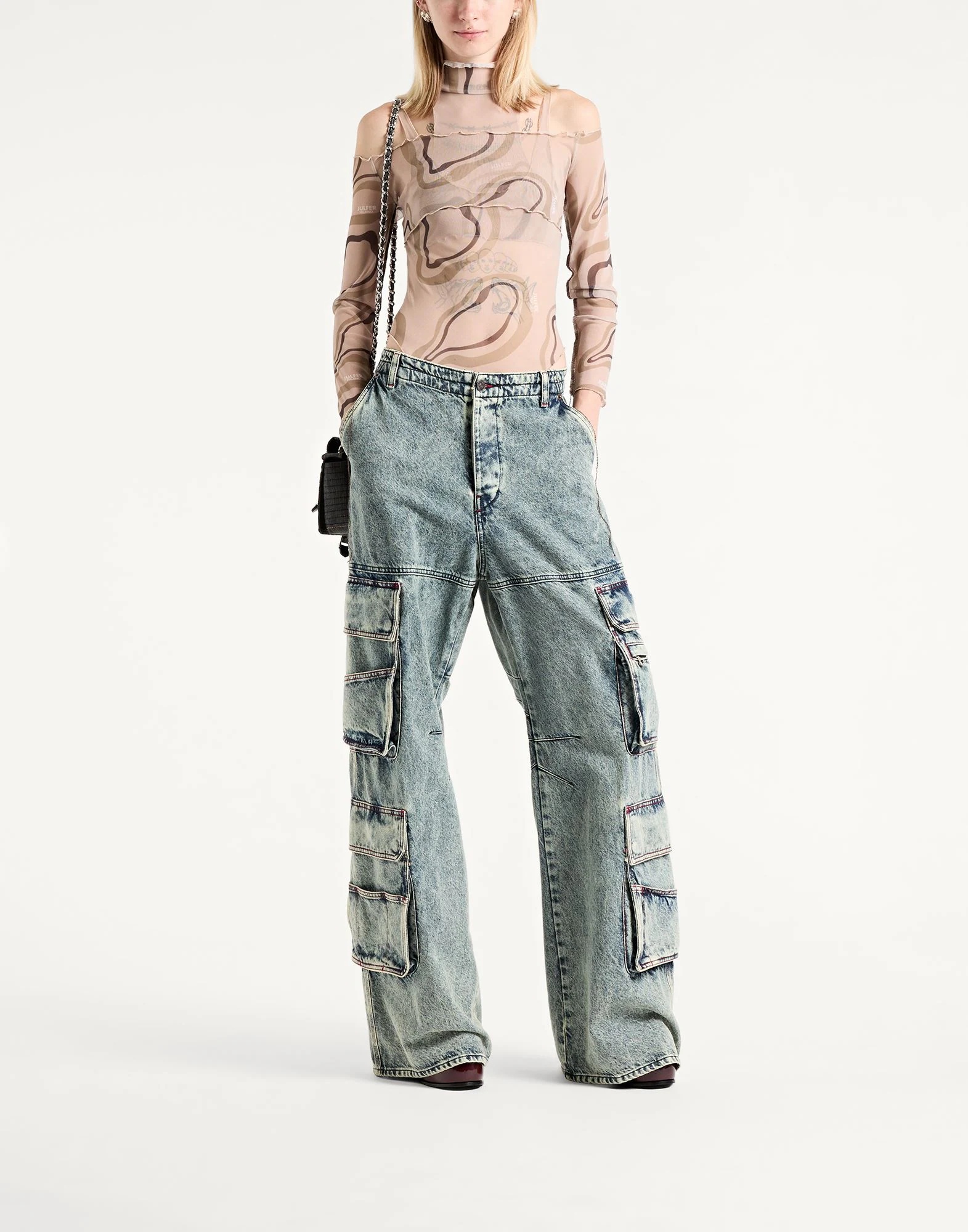 DIESEL® Diesel Medium Wash Denim Cargo Pants